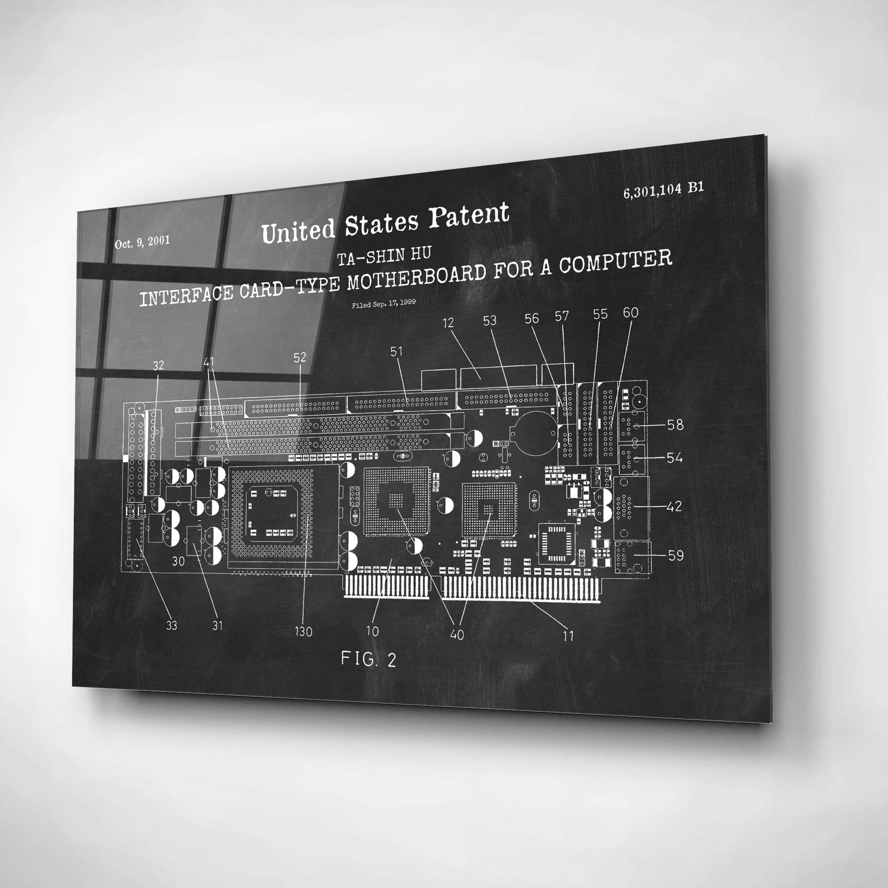 17 Stories Computer Motherboard Blueprint Patent Chalkboard - Unframed ...