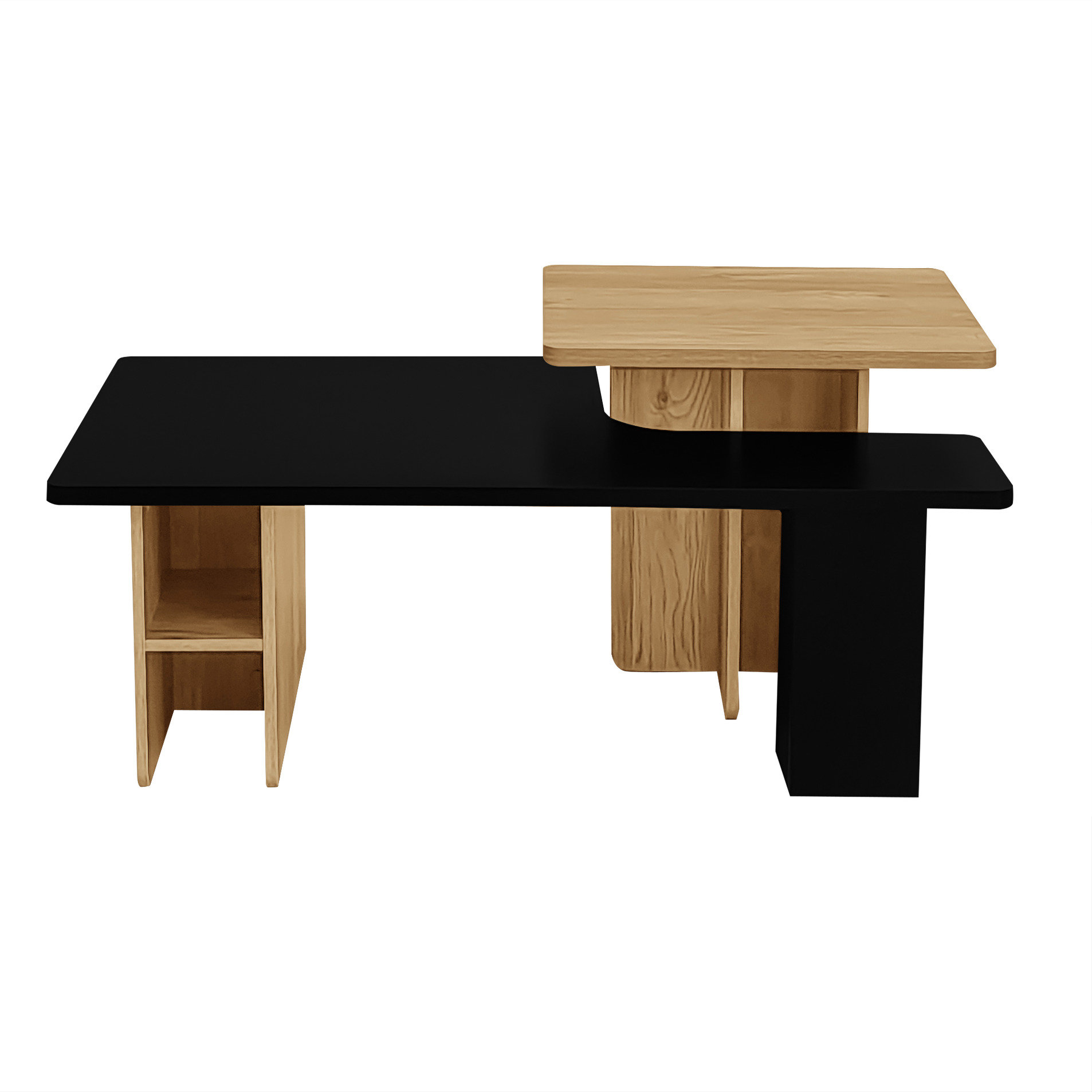 Latitude Run® Side Table Of 2, Modern Minimalist, Wood Grain, Rounded ...