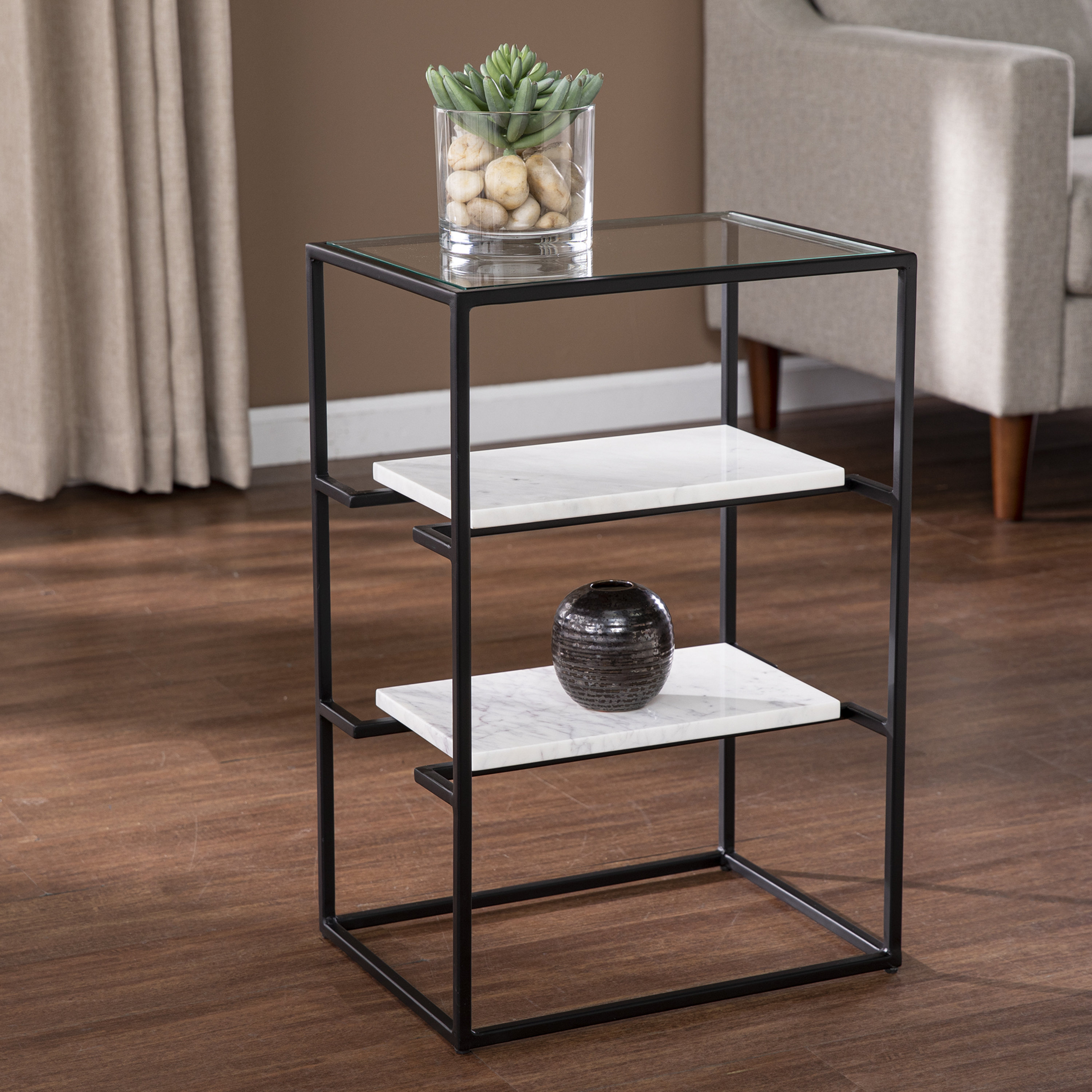 Latitude Run® Glass Top End Table & Reviews | Wayfair