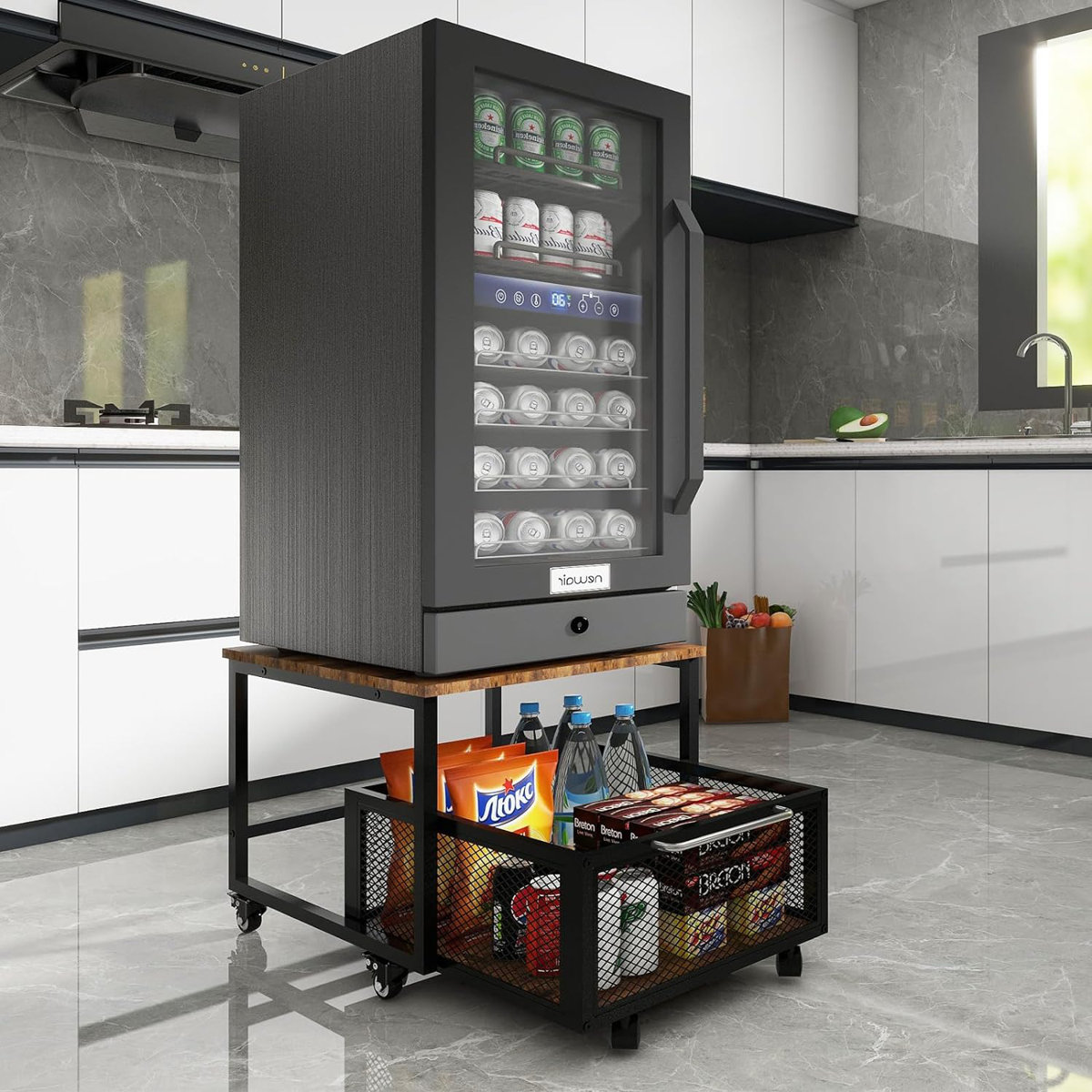 17 Stories Aaniyah ‎23.6"D x 19.7"W x 16.9"H Mini Fridge Stand with ...