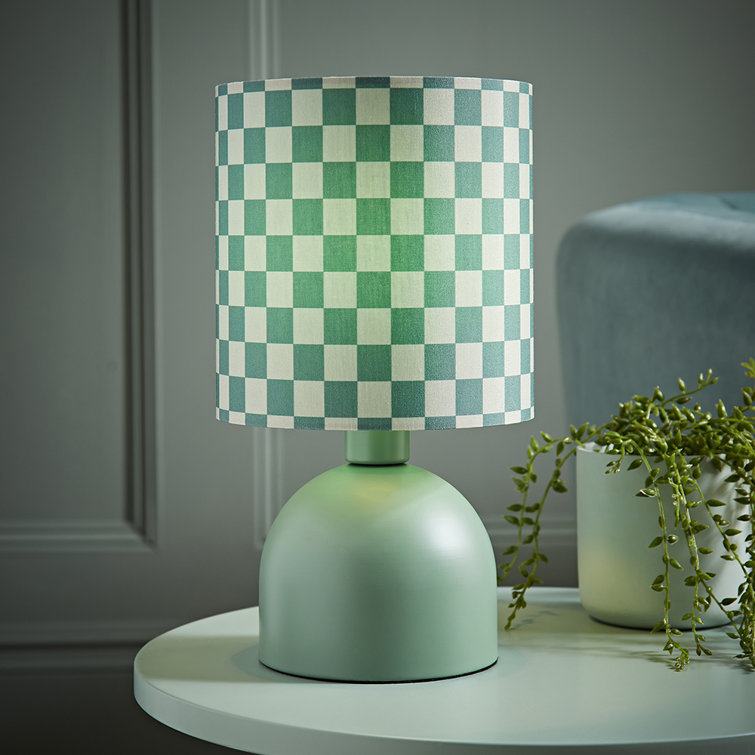 Metro Lane Miley Green Checkerboard Drum Lamp Shade Moss Green Table ...