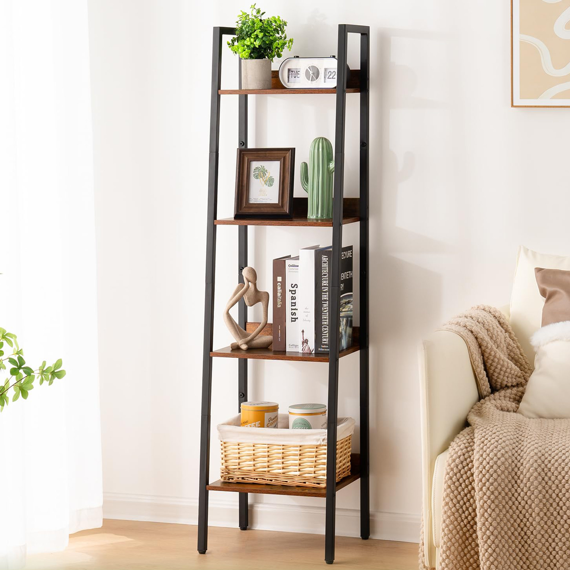 17 Stories high ladder bookcase industrial bookshelf | Wayfair