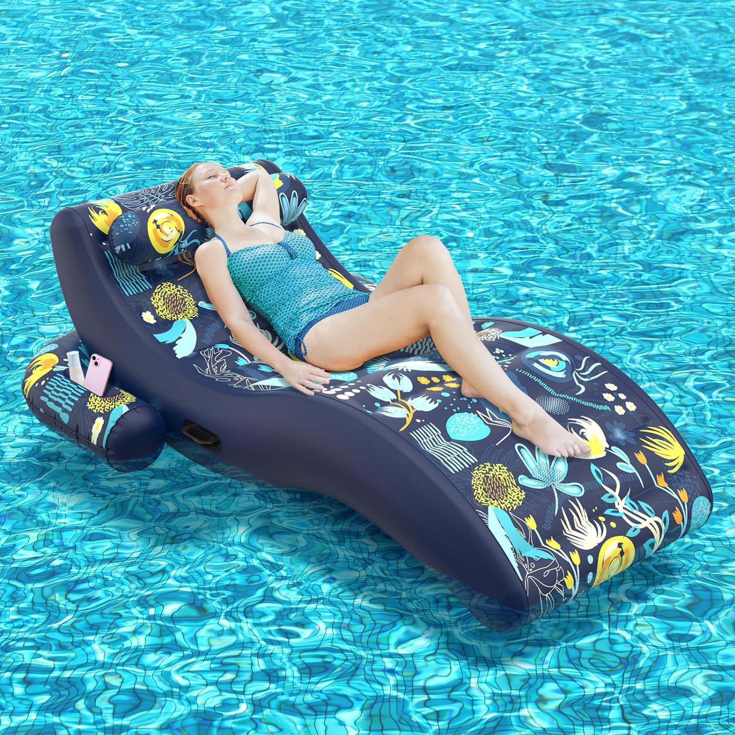 Utibia Flotteurs de piscine 2 en 1, chaise longue pour adultes avec ...