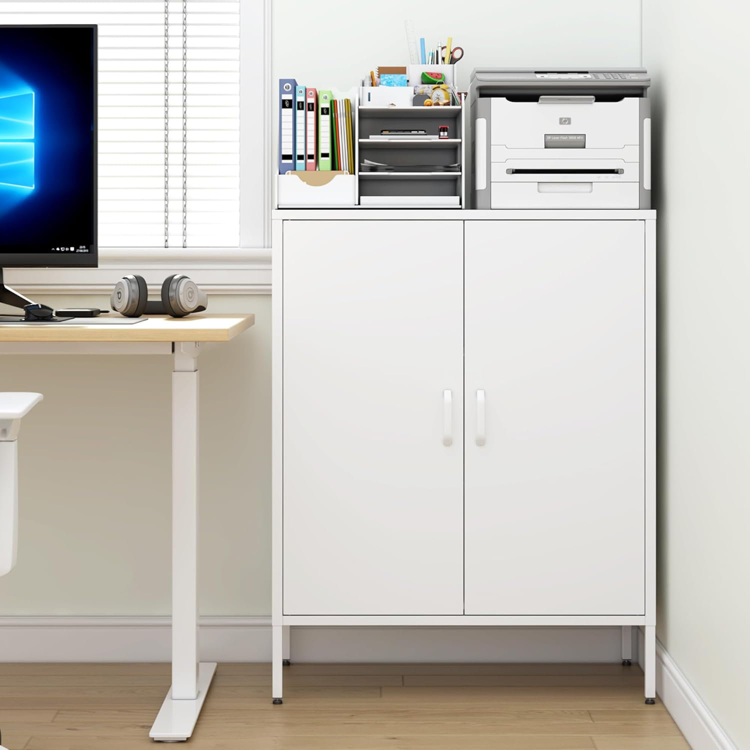 Latitude Run® Steel Storage Cabinet, Metal Office Locker,Separate ...