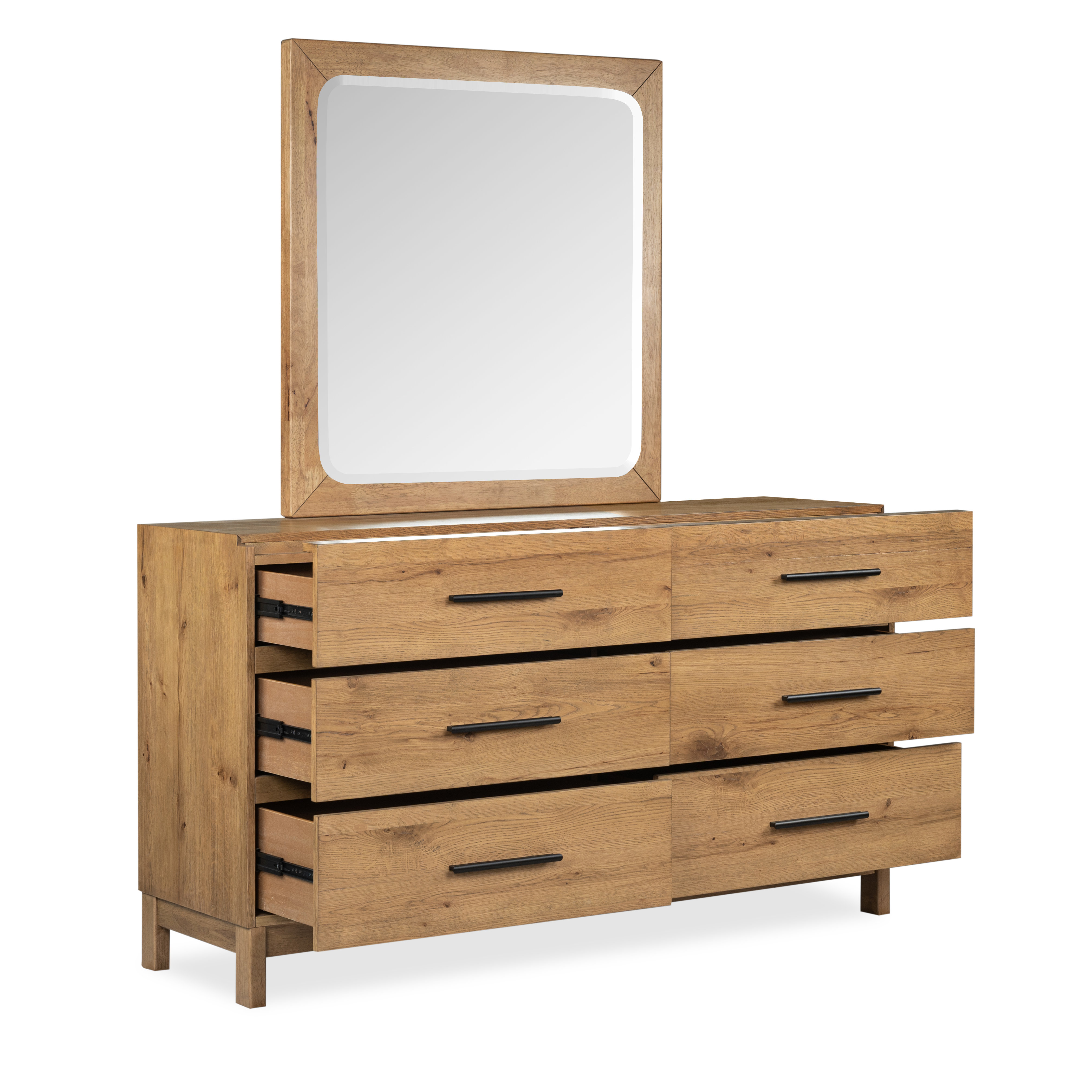 Millwood Pines Haelyn Double Drawer Dresser With Portrait Mirror | Wayfair