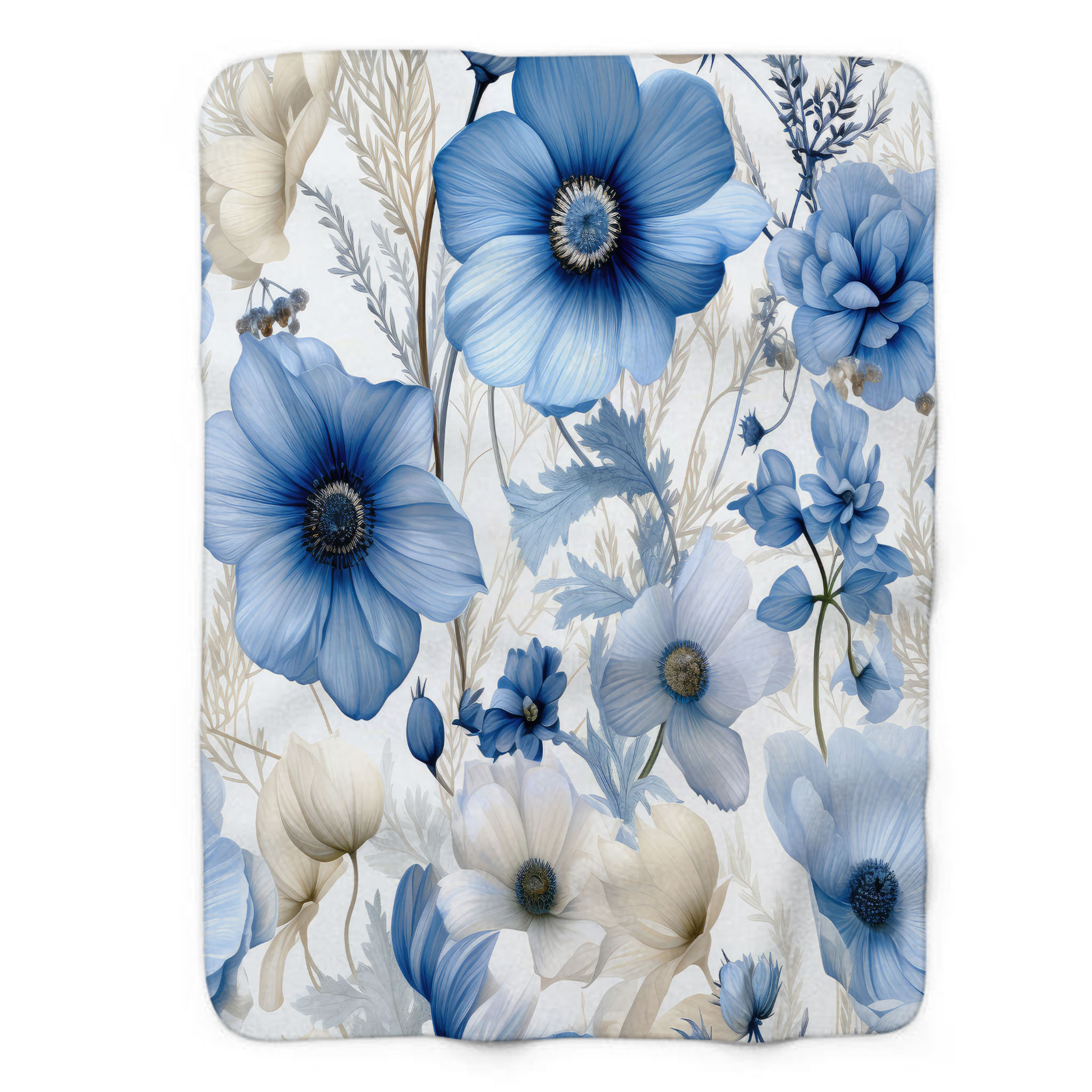 MentionedYou Polar Pressed Flowers - 1 Piece Premium Sherpa Bla Throw ...