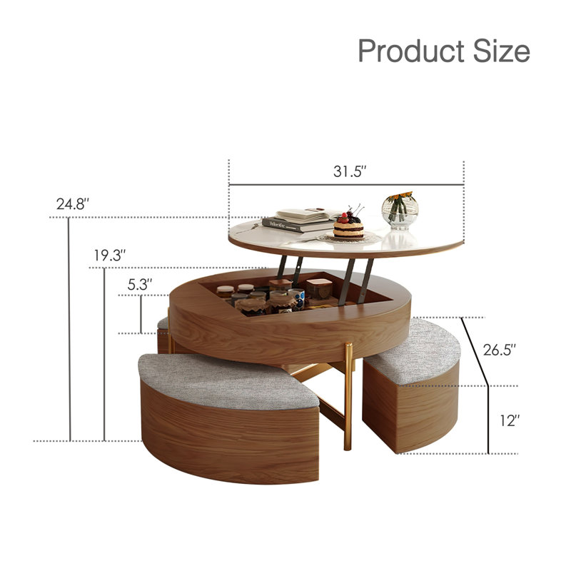 Brayden Studio® Doughlin Modern Round Lift-Top Coffee Table In White ...