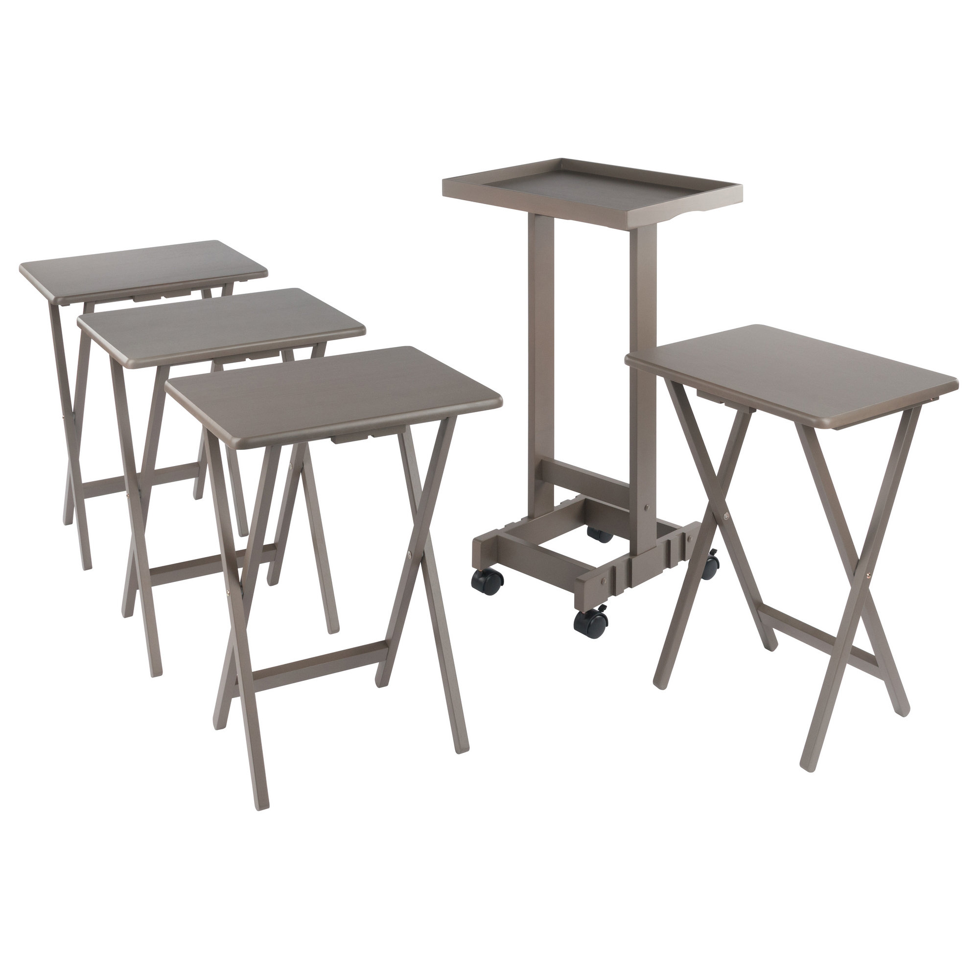 Ebern Designs Isabelle 6-pc Snack Table Set With Removable Serving Tray ...