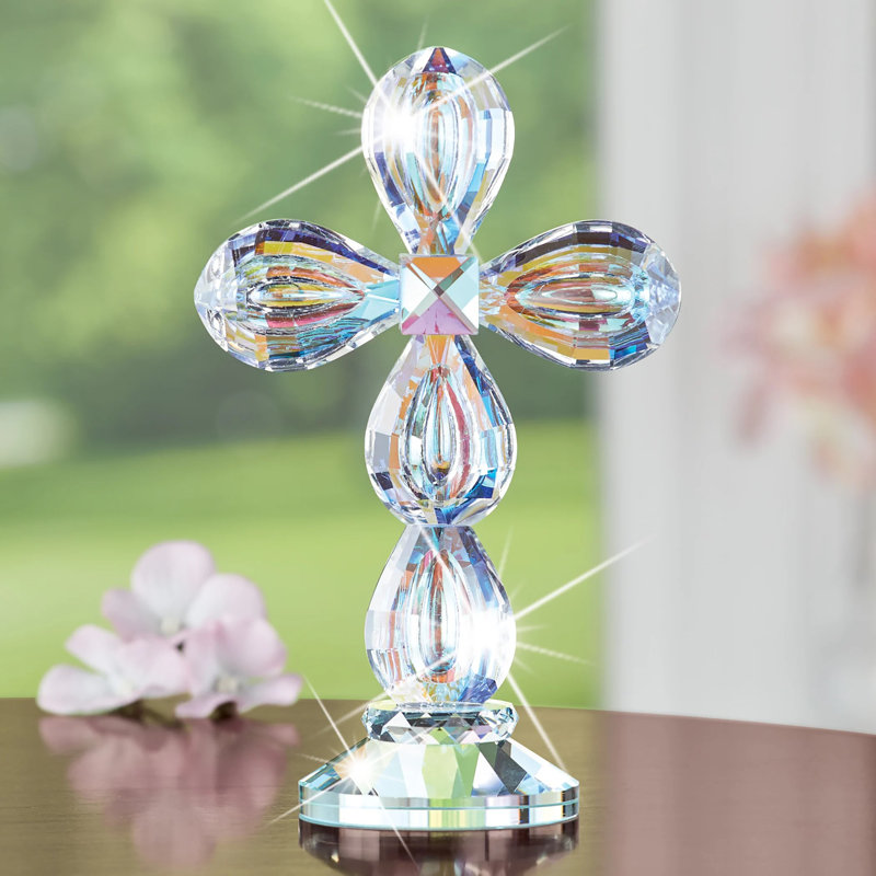 Fleur De Lis Living Beautiful Crystal Cross Tabletop Decoration | Wayfair
