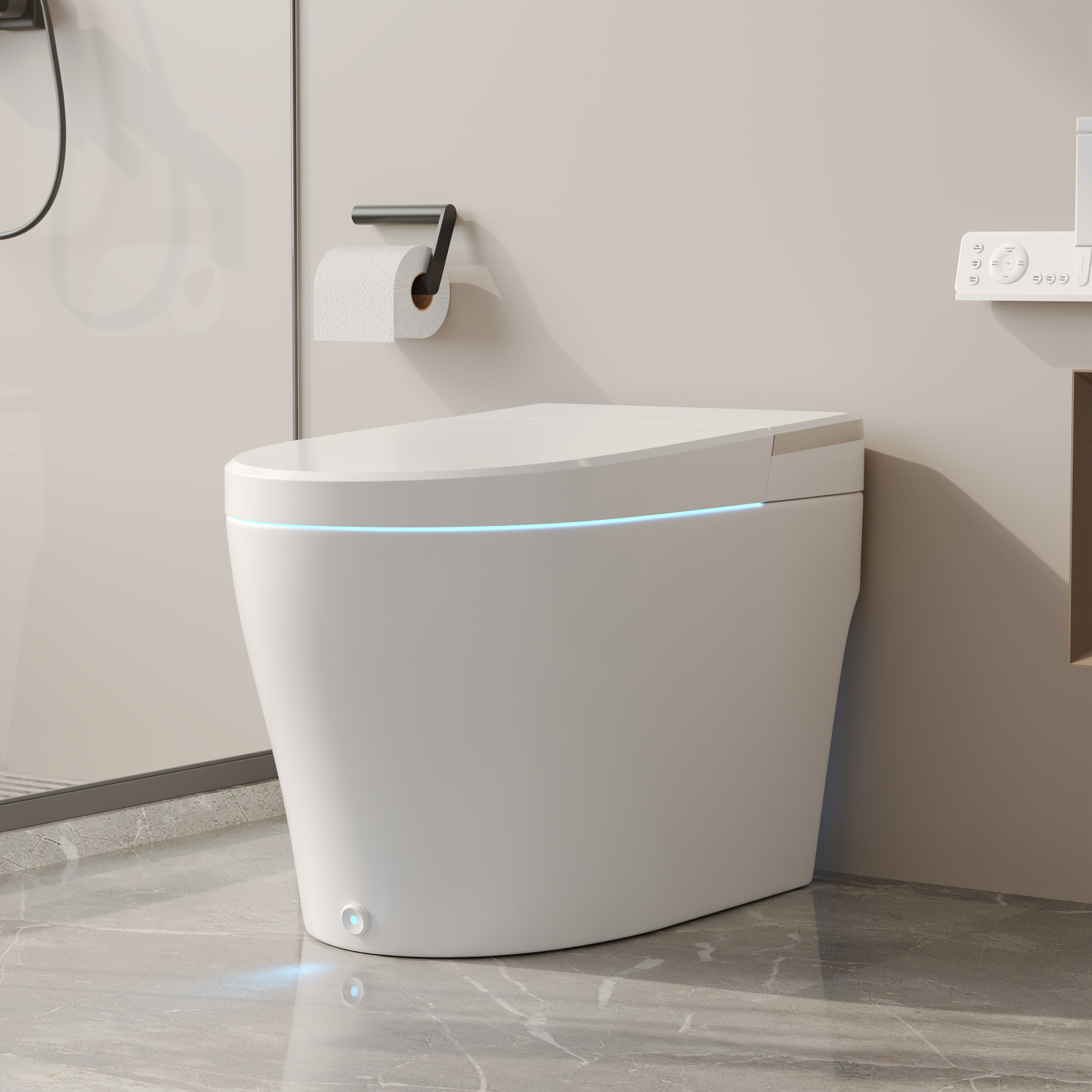 DeerValley Smart Toilet with Bidet Wash Auto Sensor Flush Kick Flush ...
