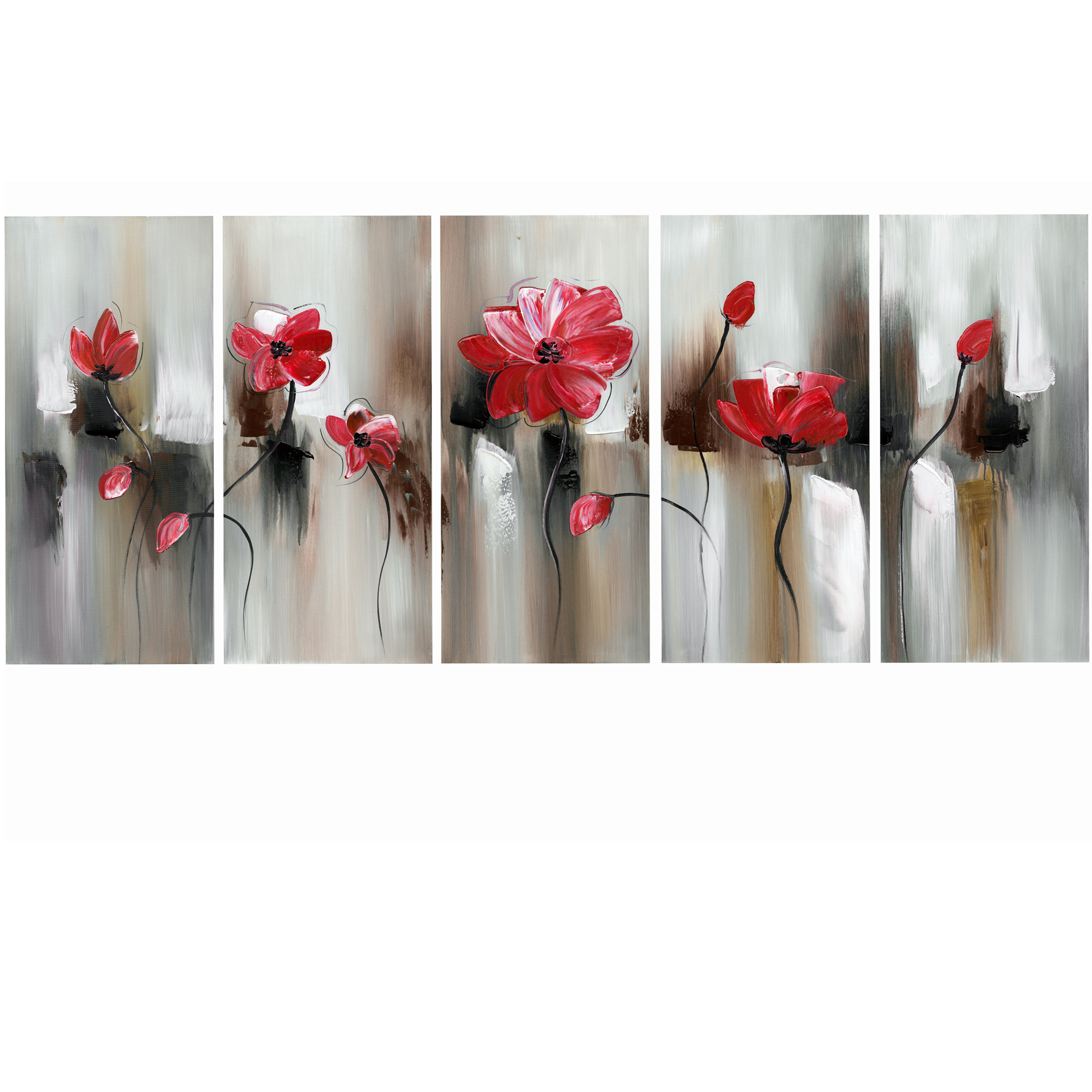 Design Art Modern Flower 5 Piece Painting Print on Wrapped Canvas Set ...