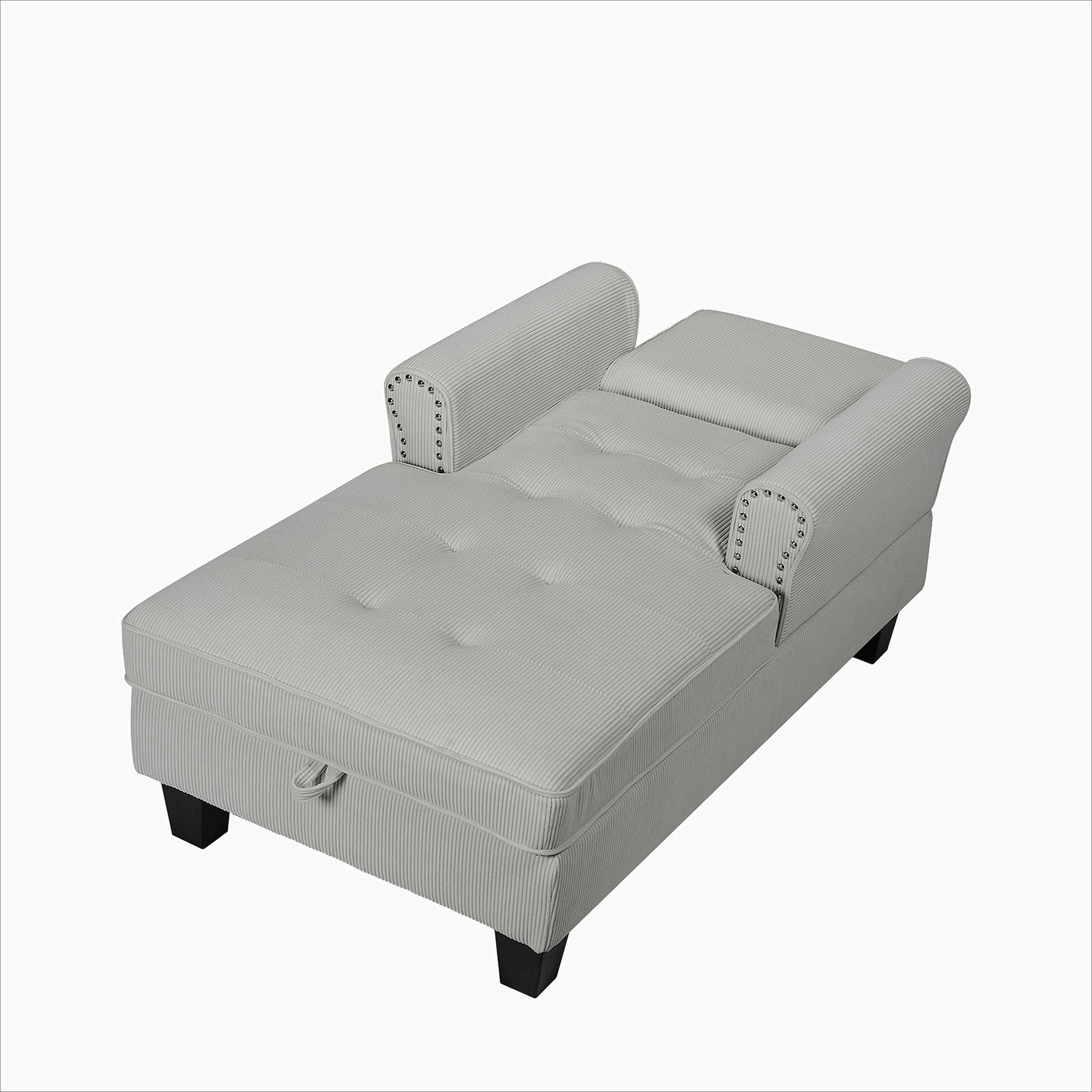 Red Barrel Studio® Chaise Lounge Sleeper Sofa Bed Chair with Rivets for ...