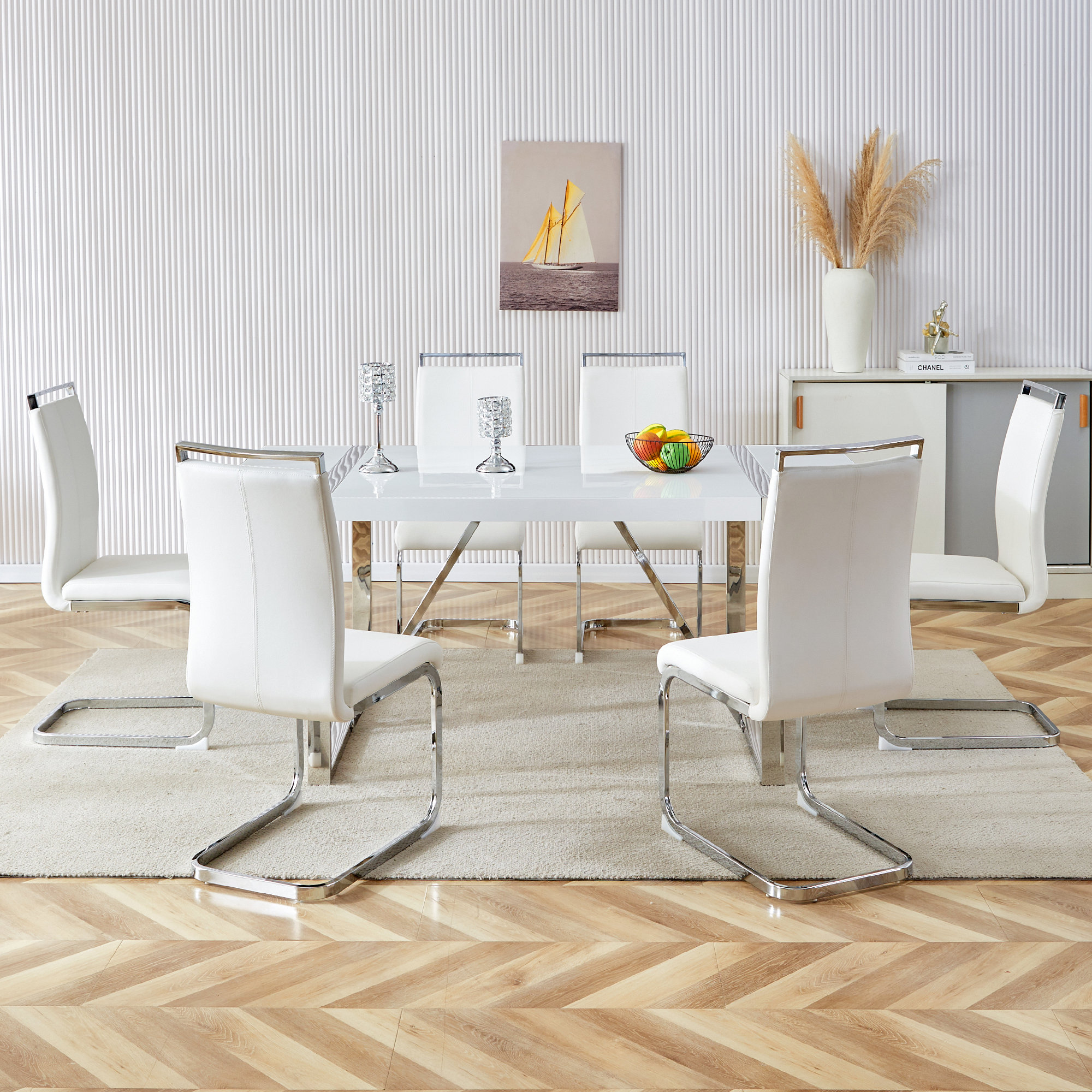 Ivy Bronx Rectangular Pedestal Dining Table Set | Wayfair