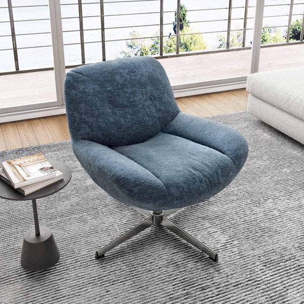 Ivy Bronx 28" W Rotating Modern Chenille Accent Chair, Swivel Armless ...