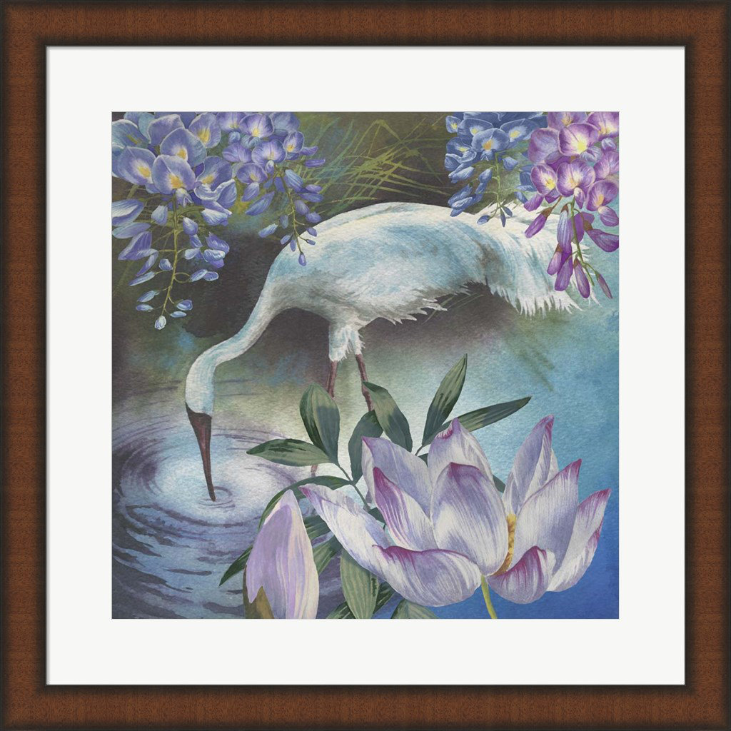 Rosecliff Heights Crane & Wisteria par Bill Jackson, art mural encadré ...