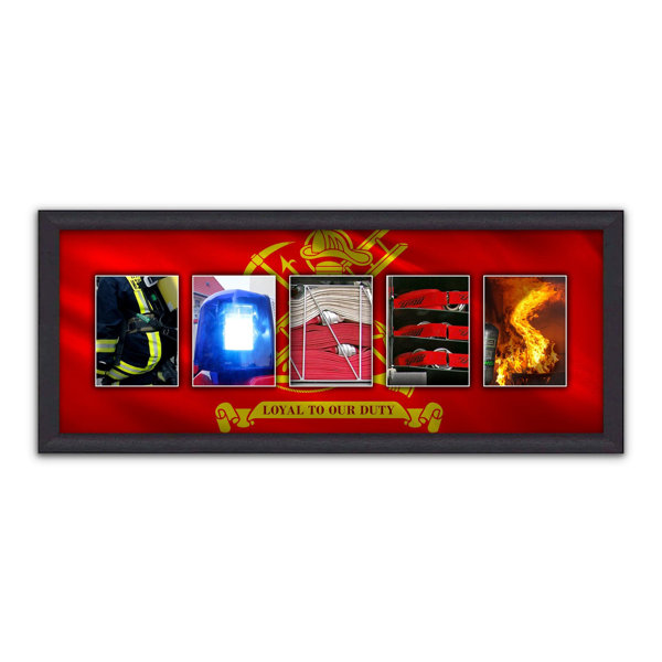 Latitude Run® Firefighter Letter Name Art by - Picture Frame Photograph ...
