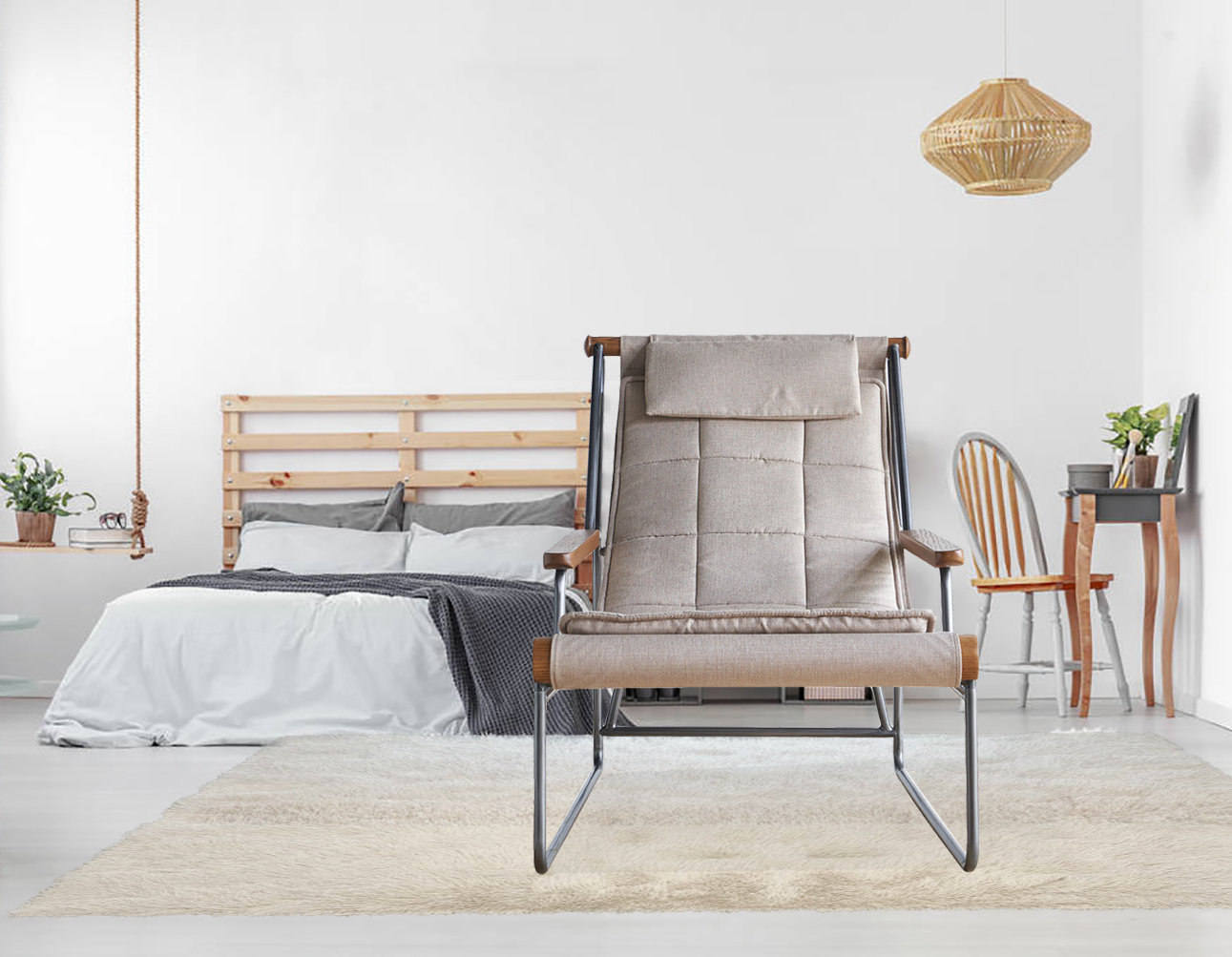 17 Stories 38.78''L Comfortable Linen Lounge Chair | Wayfair