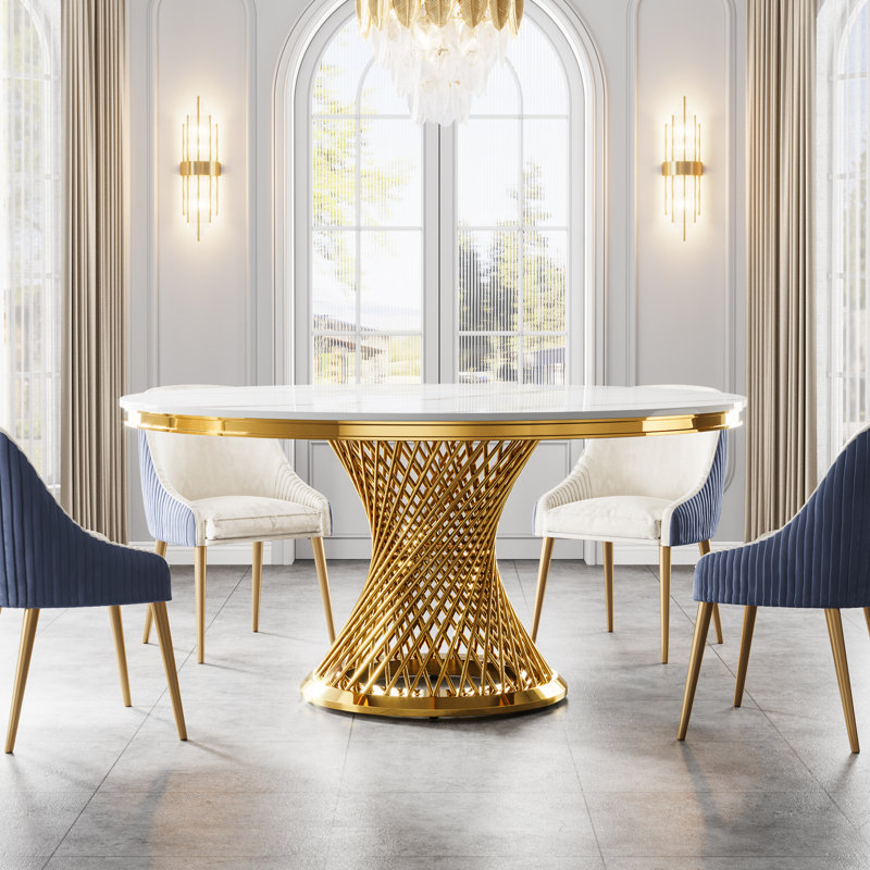 Willa Arlo™ Interiors Averill Round 59'' Dining Table, Luxury Sintered ...