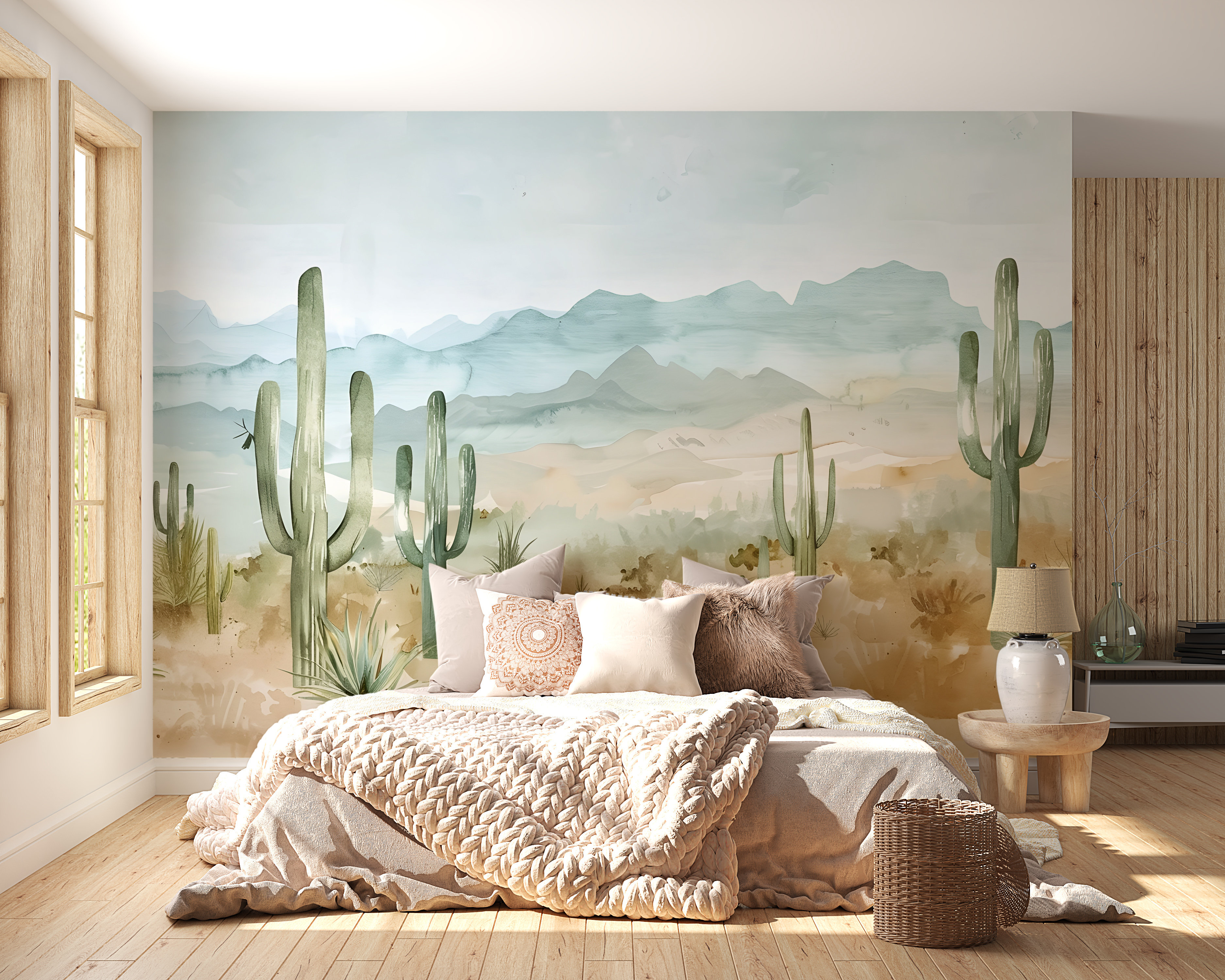 Foundry Select Desert Cactus Wall Mural – Southwestern Mountains Boho ...