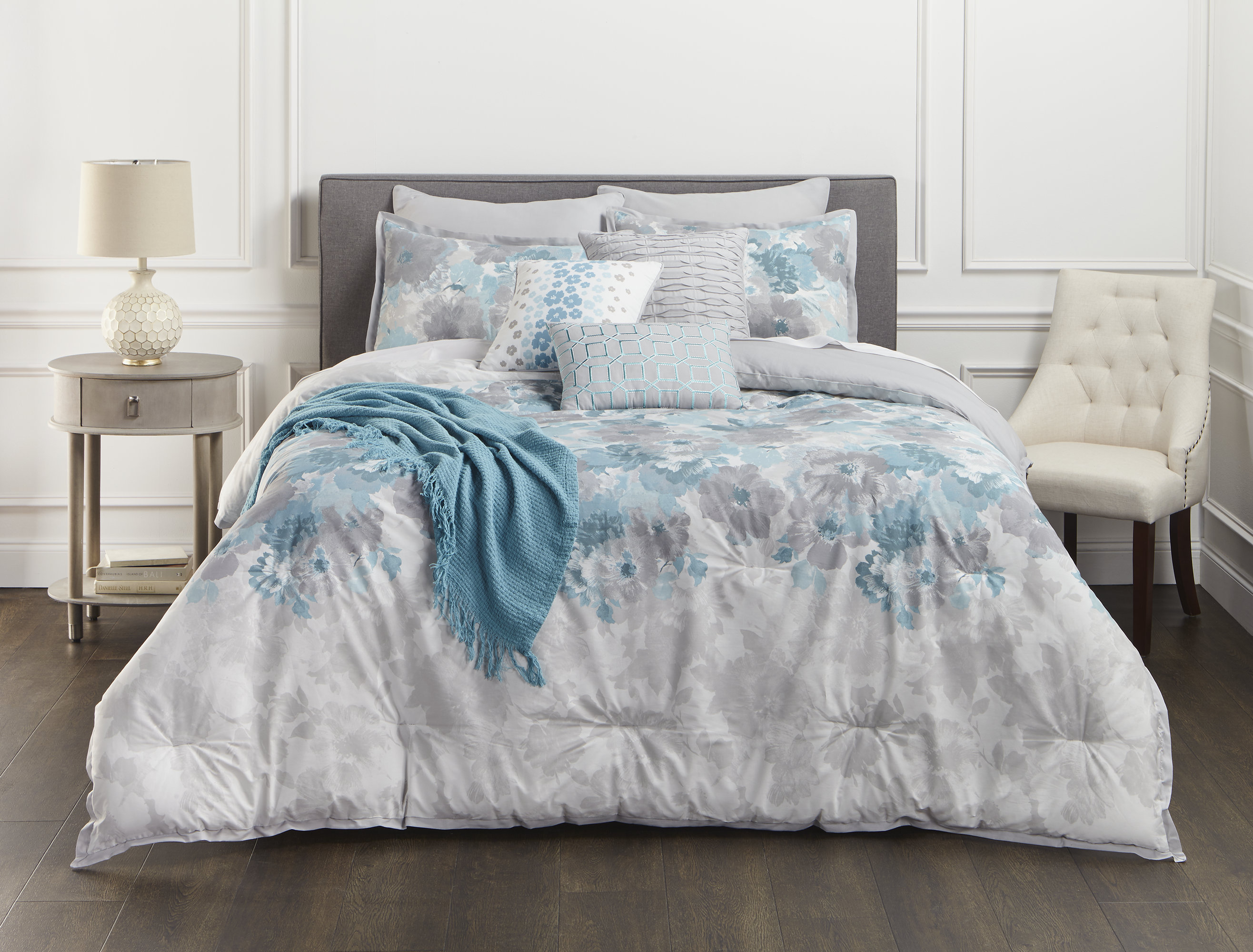Lanwood Home Claire Navy Standard Cotton 10 Piece Comforter Set ...