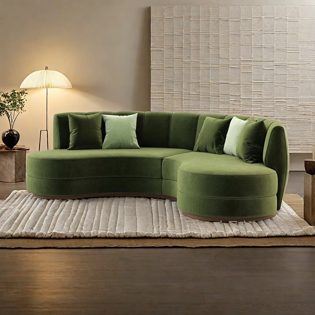 Axis Living Light Luxury Curved Green Sofa | Wayfair