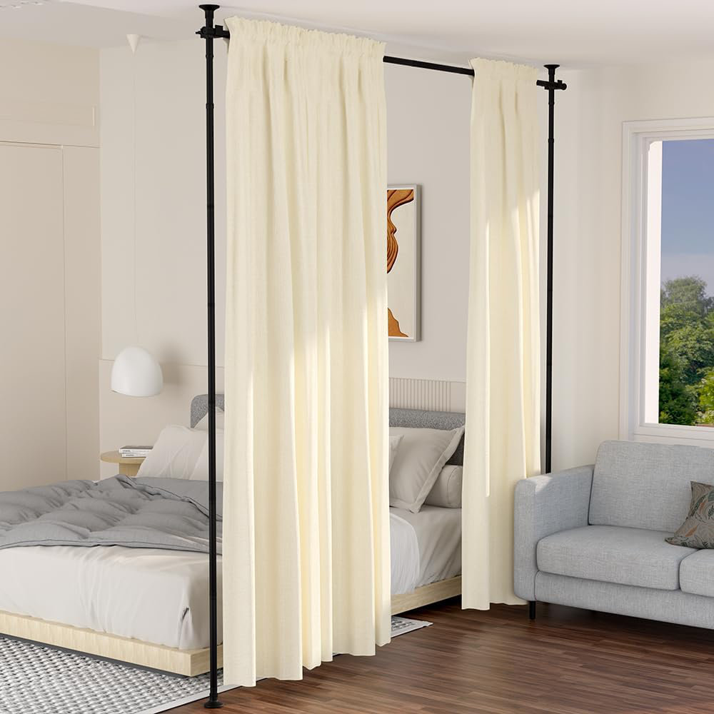 MOEPISY Room Divider Curtain Rod, No Drilling Tension Rods For Room ...