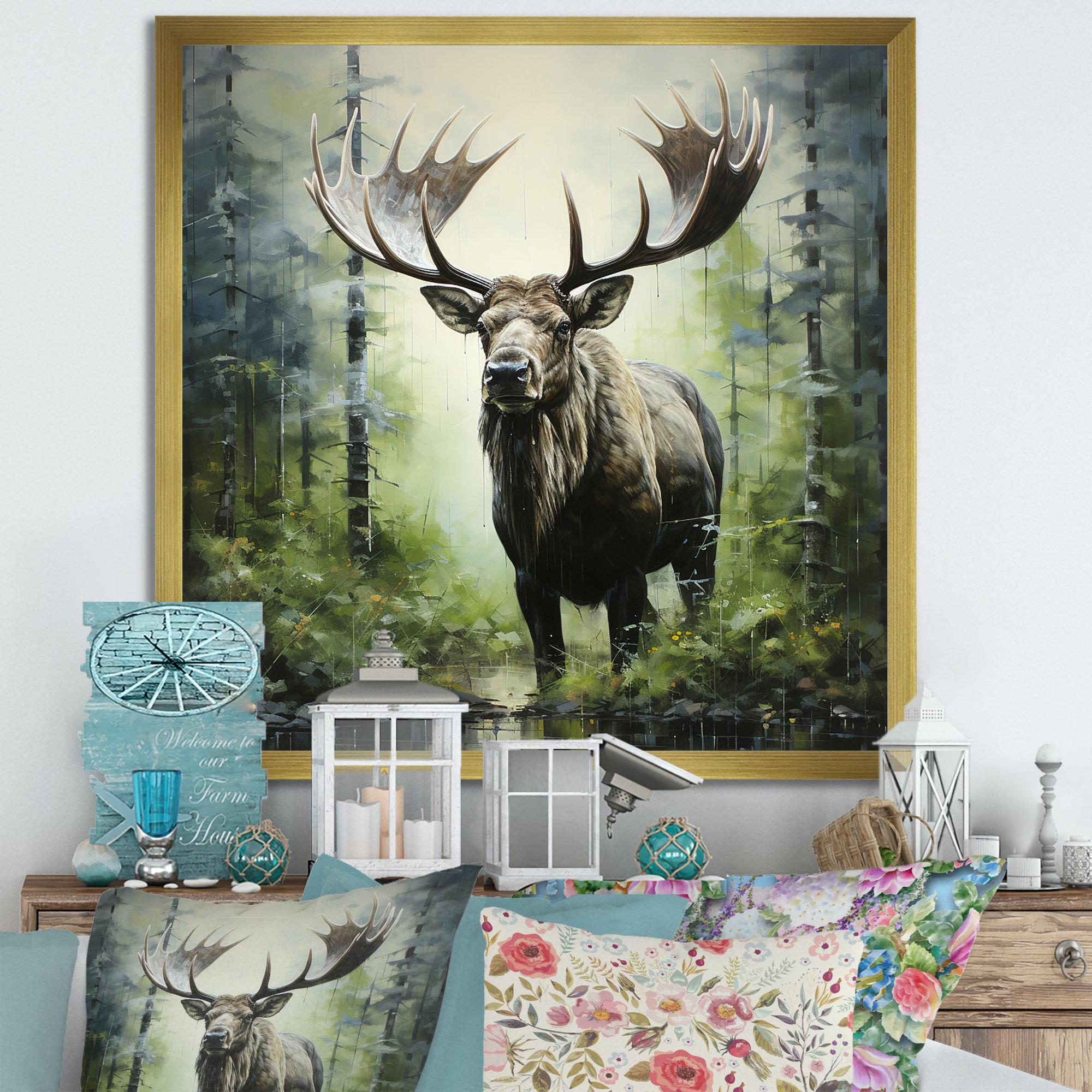 Union Rustic Mystic Moose In Forest III - Moose Wall Art | Wayfair