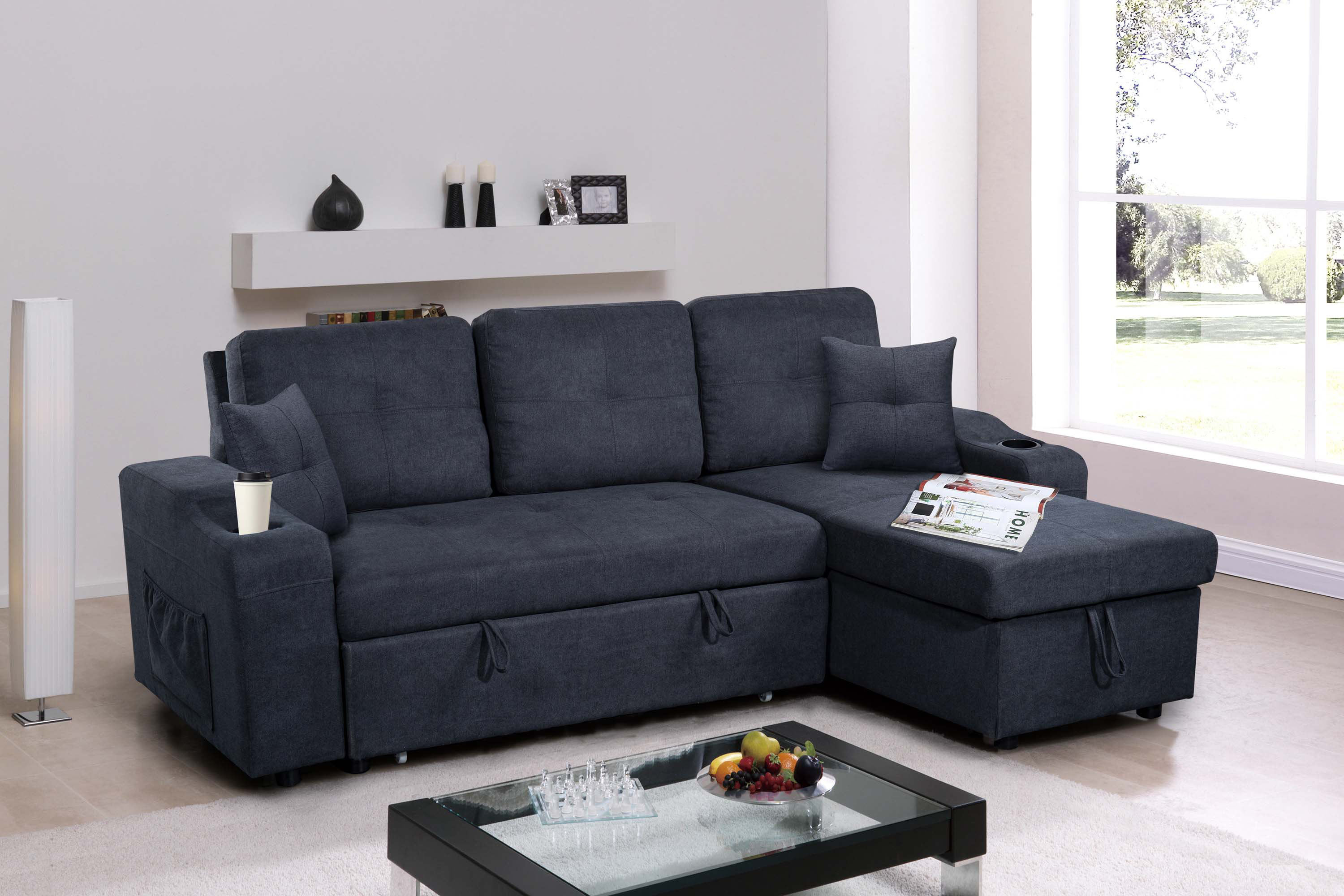 Latitude Run® Right-facing sectional sofa with footrest, convertible ...
