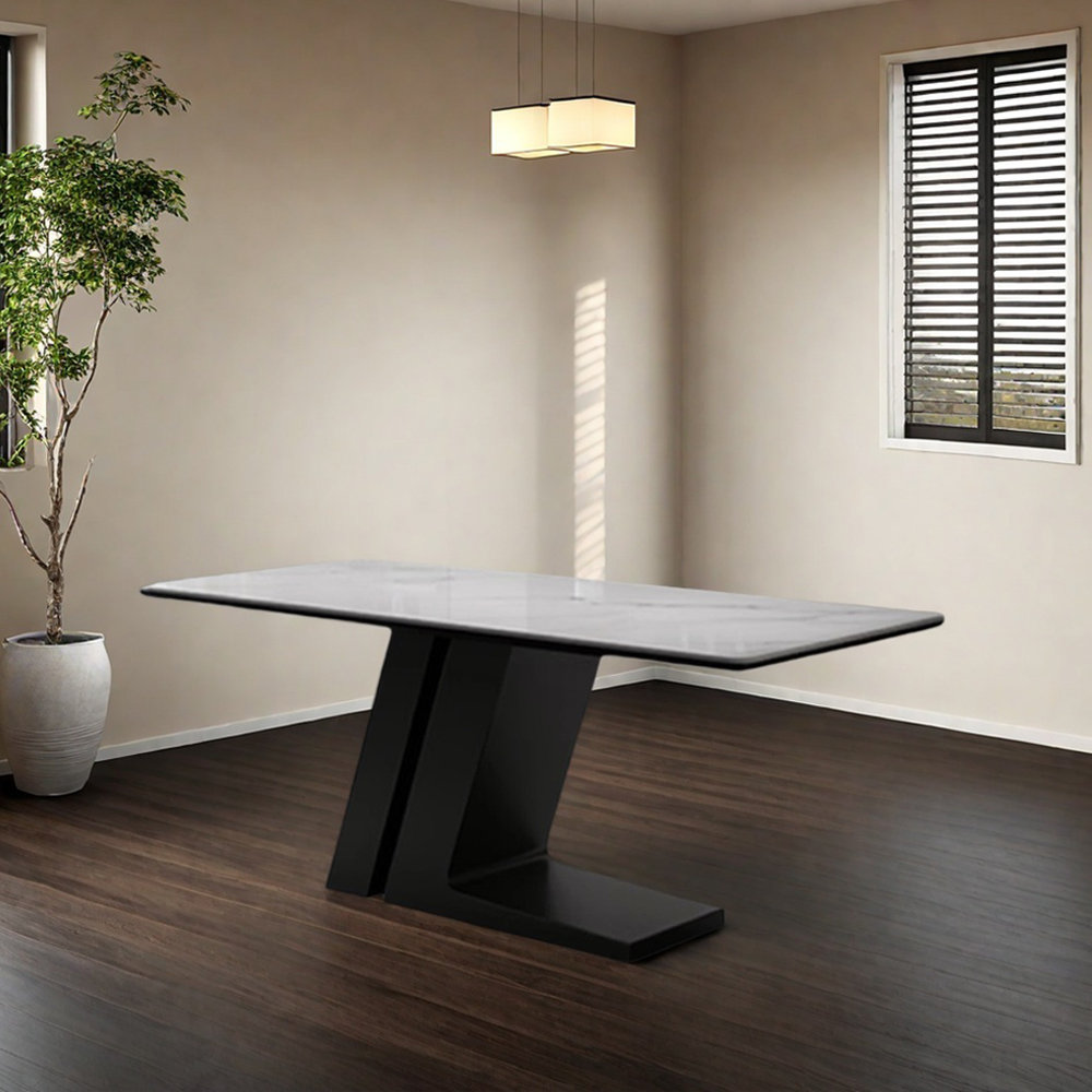 Ivy Bronx Grey And White Rock Slab Rectangular Dining Table - Wayfair ...