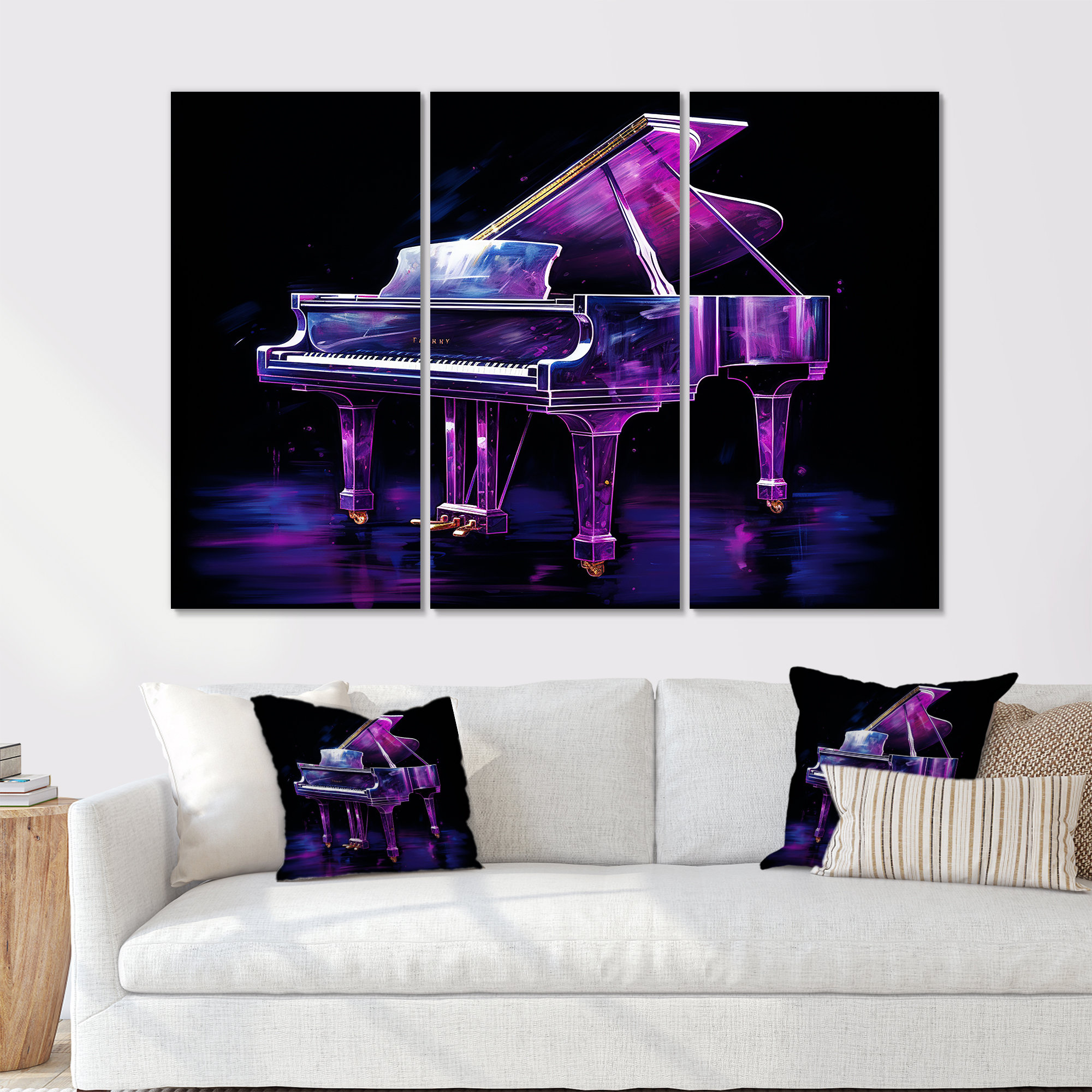 Lark Manor™ Purple Piano Neon Nocturne III - Piano Wall Decor Set | Wayfair