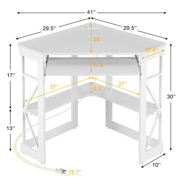 Williston Forge Lambrecht Corner Desk With Outlets & USB Ports ...