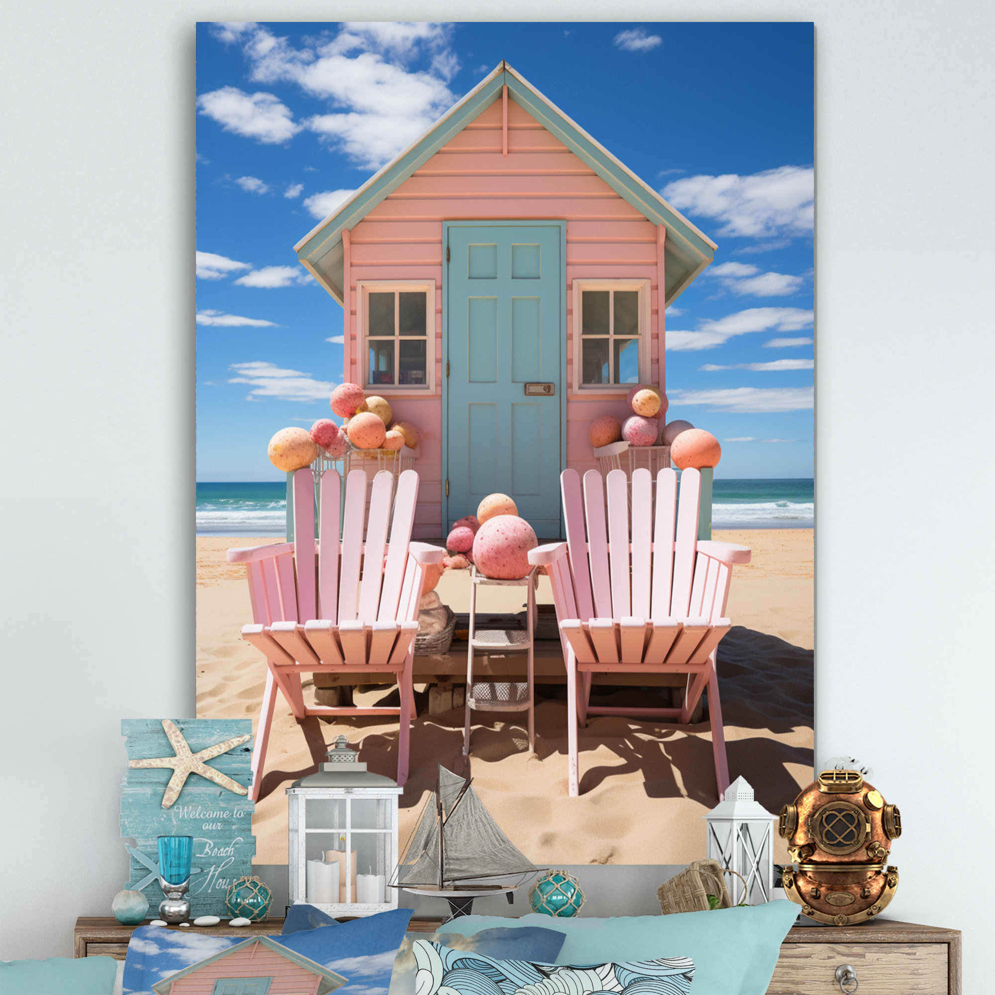 Dovecove Pink Miami Chairs I - Nautical & Beach Wall Art Prints ...