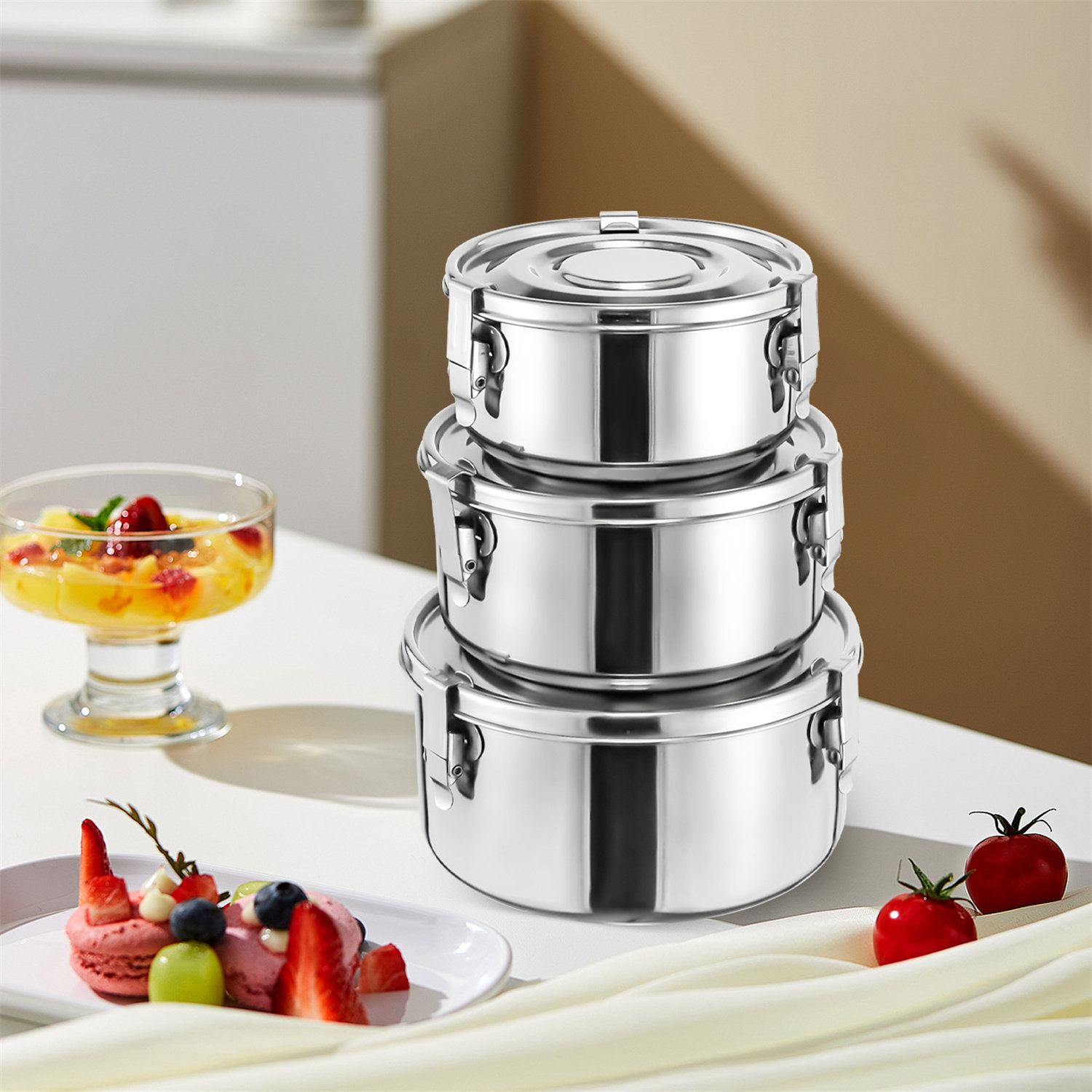 Prep & Savour Devasya Food Storage - Set of 3 Containers and 3 Lids ...