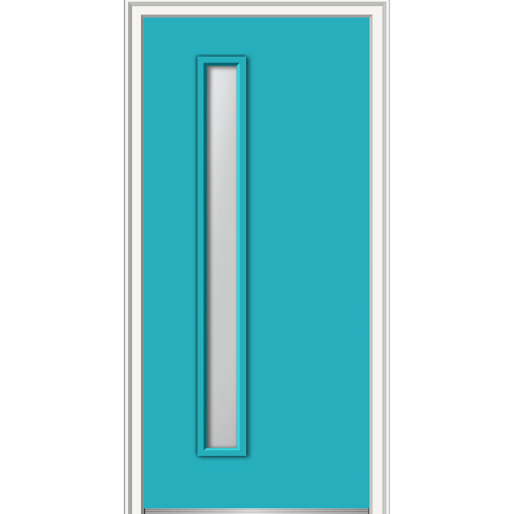 MMI DOOR 1-Lite Painted Steel Spotlight Prehung Front Entry Door ...
