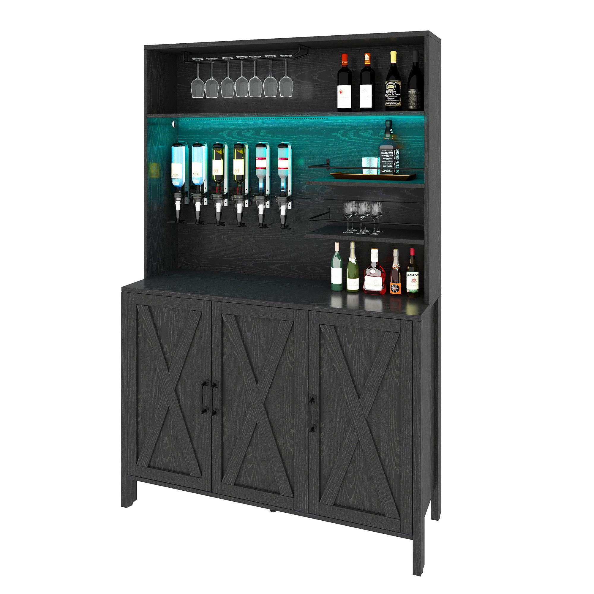 Wrought Studio™ Wrought Studio 47.2'' Farmhouse Bar Cabinets With LED ...