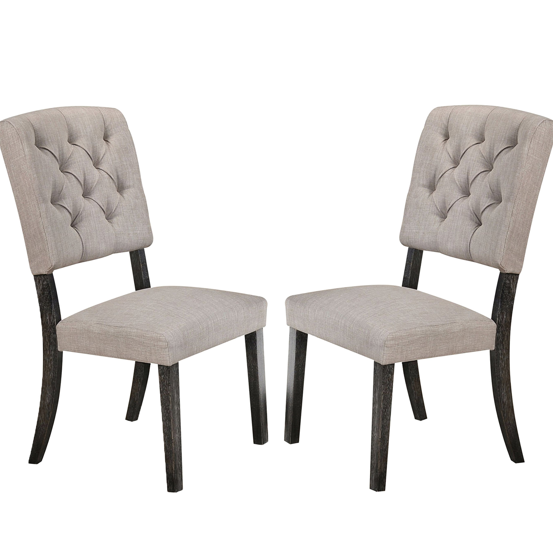 Hokku Designs Beige And Weathered Gray Oak Fabric Padded Dining Chair ...