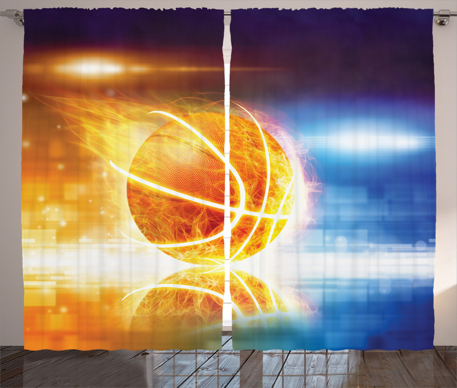 East Urban Home Basketball Semi-Sheer Rod Pocket Curtain Panels | Wayfair