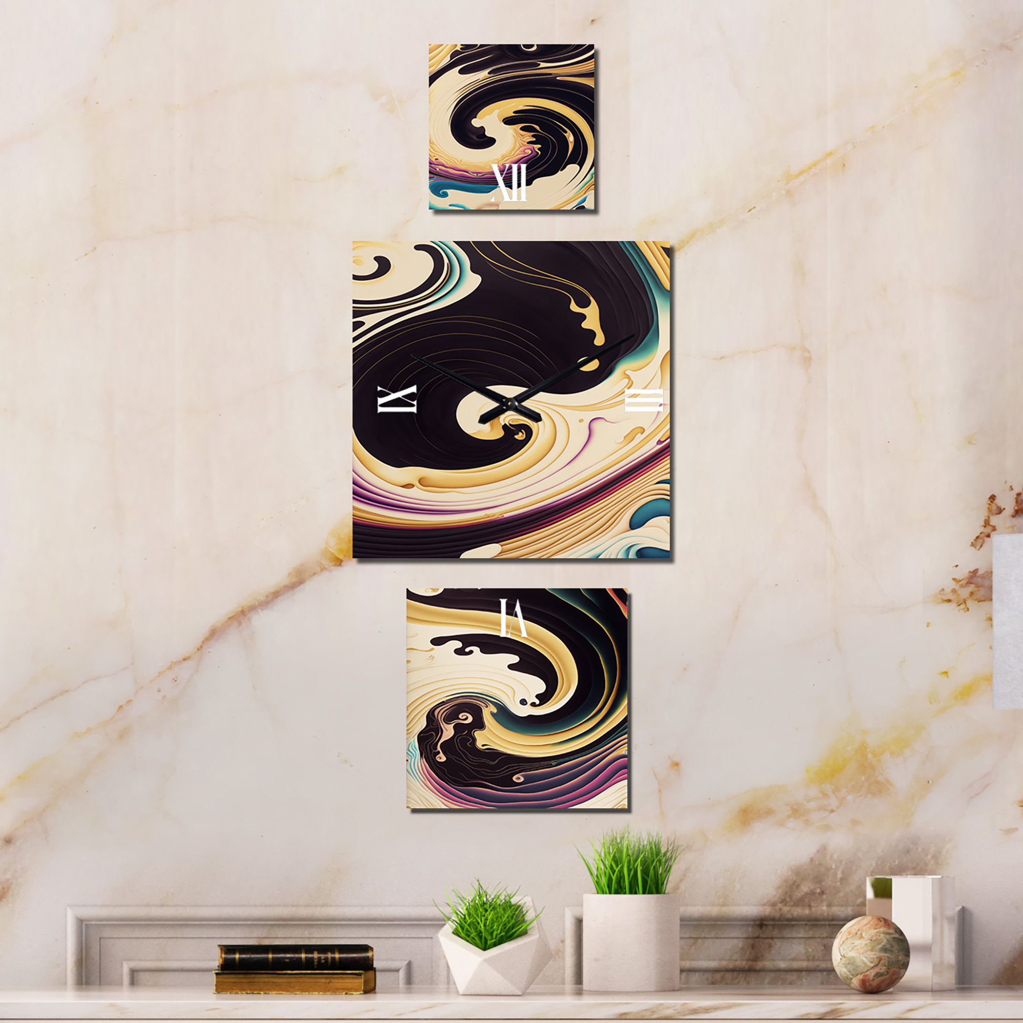 Bungalow Rose Jekari - Abstract Spirals Large Modern Wall Clock ...