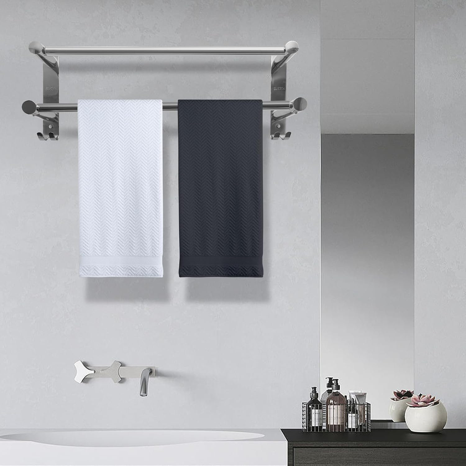 Shimano Adjustable Towel Bar & Rack For Bathroom - Stainless Steel ...