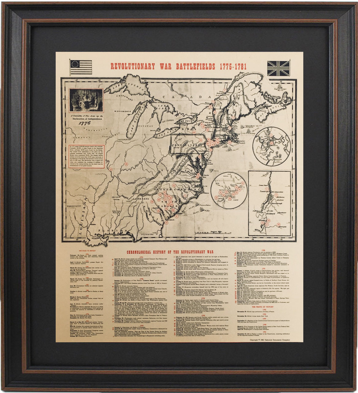 Alcott Hill Revolutionary War Battlefields Map 1775-1781 | Framed ...