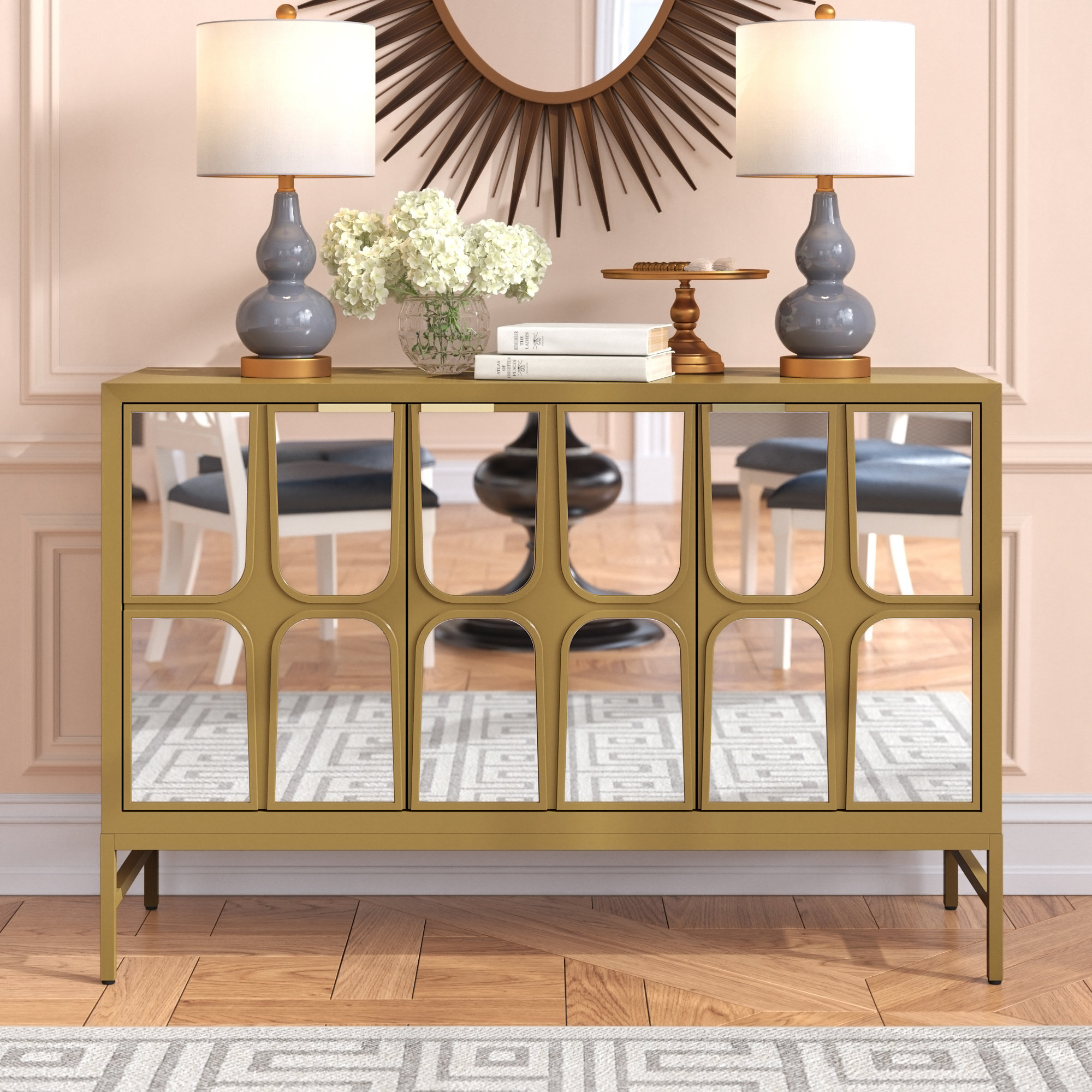 mirrored front sideboard