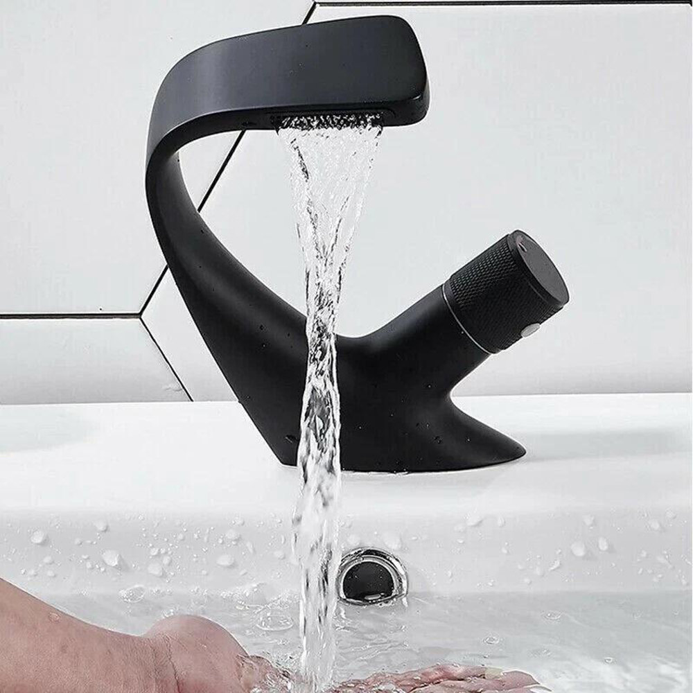 Senlesen Waterfall Bathroom Faucet Single Handle Sink Vanity Mixer Taps ...
