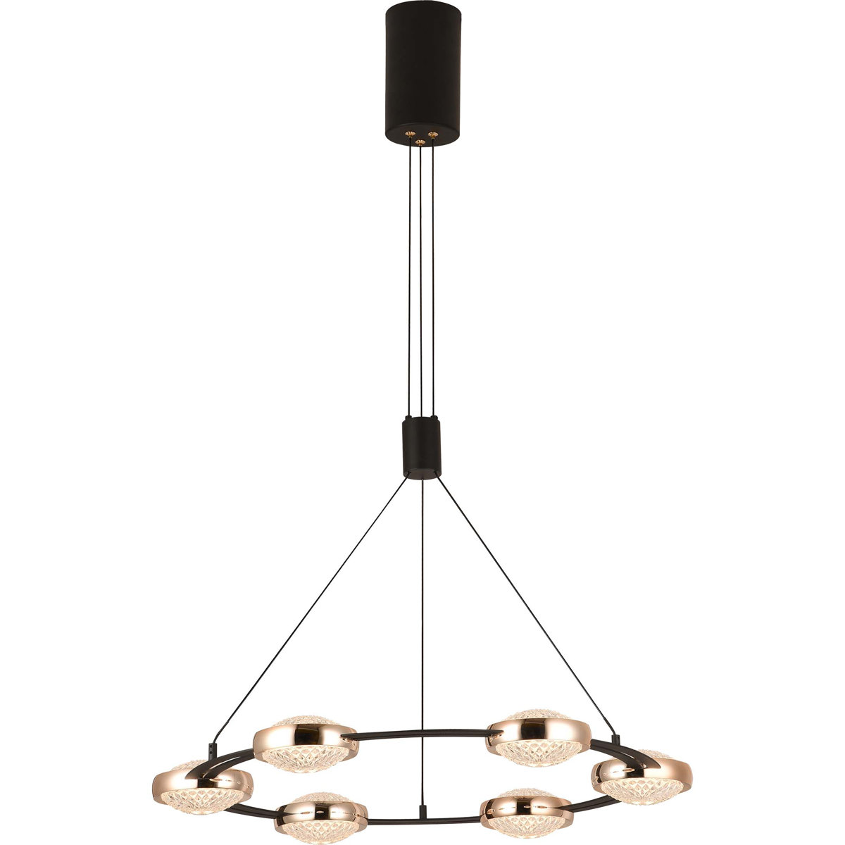 Latitude Run® 6-Light Black and Gold Modern Wagon Wheel Integrated LED ...