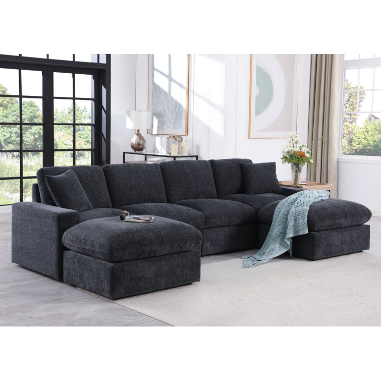 Hokku Designs Tolzmann Sectional Sofa With 2 Ottomans & Reviews | Wayfair