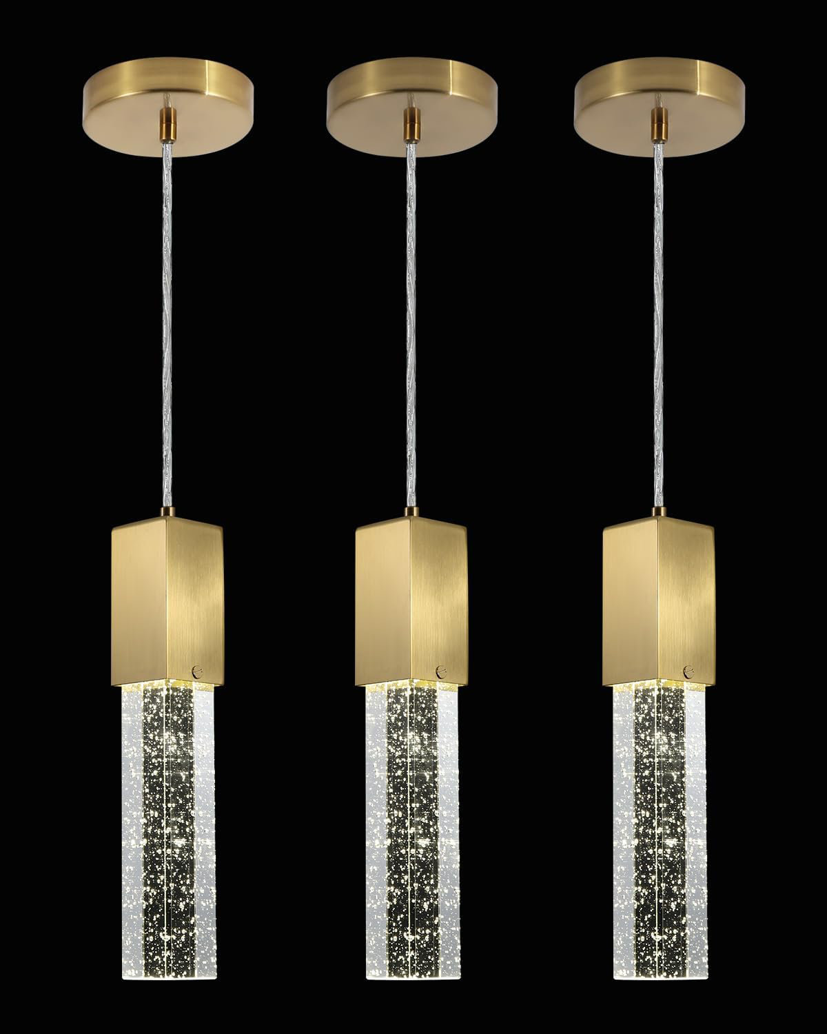 Mercer41 Modern Crystal Pendant Lights For Kitchen Island, Brushed Gold ...