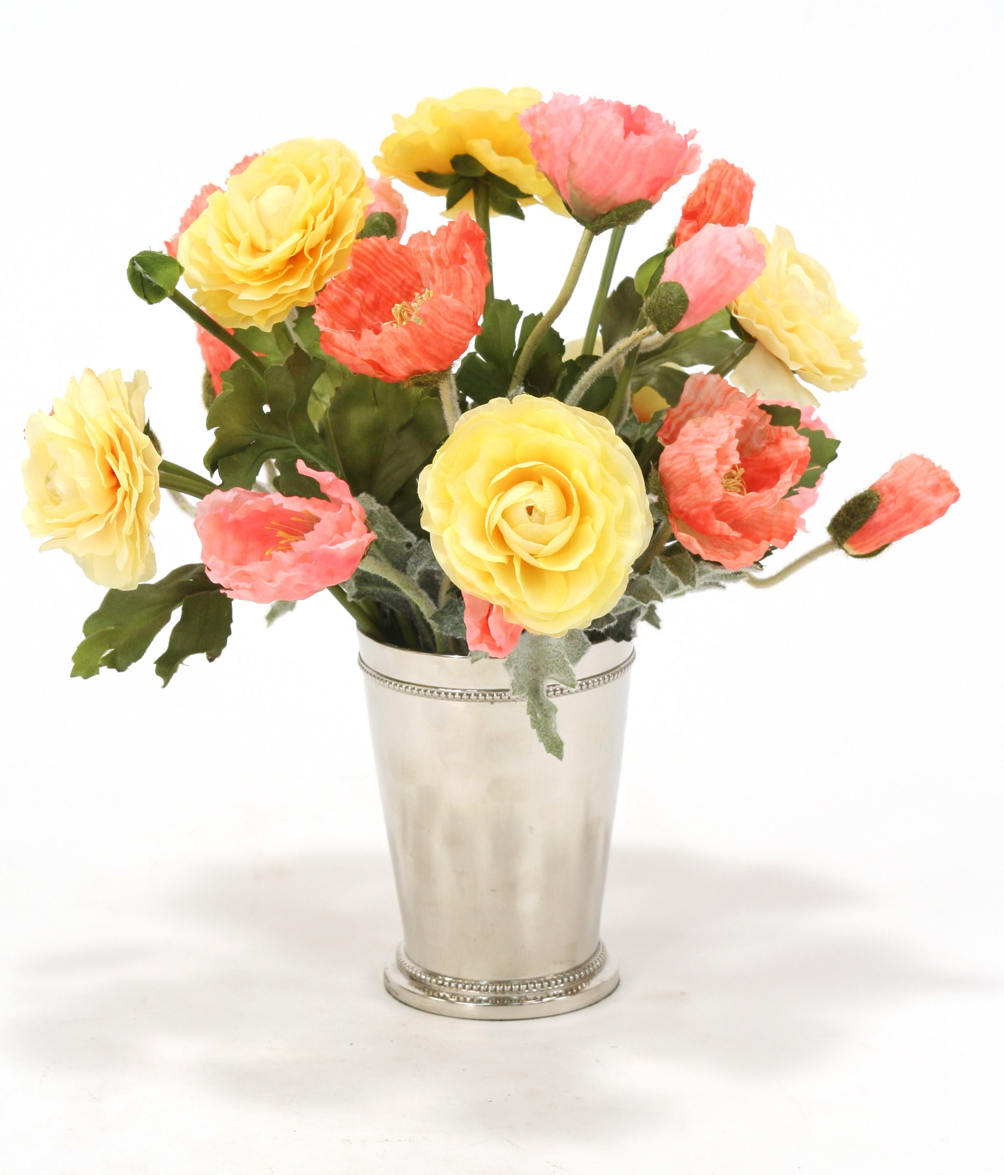 Distinctive Designs Silk Pastel Mix of Poppies and Ranunculus in Mint ...