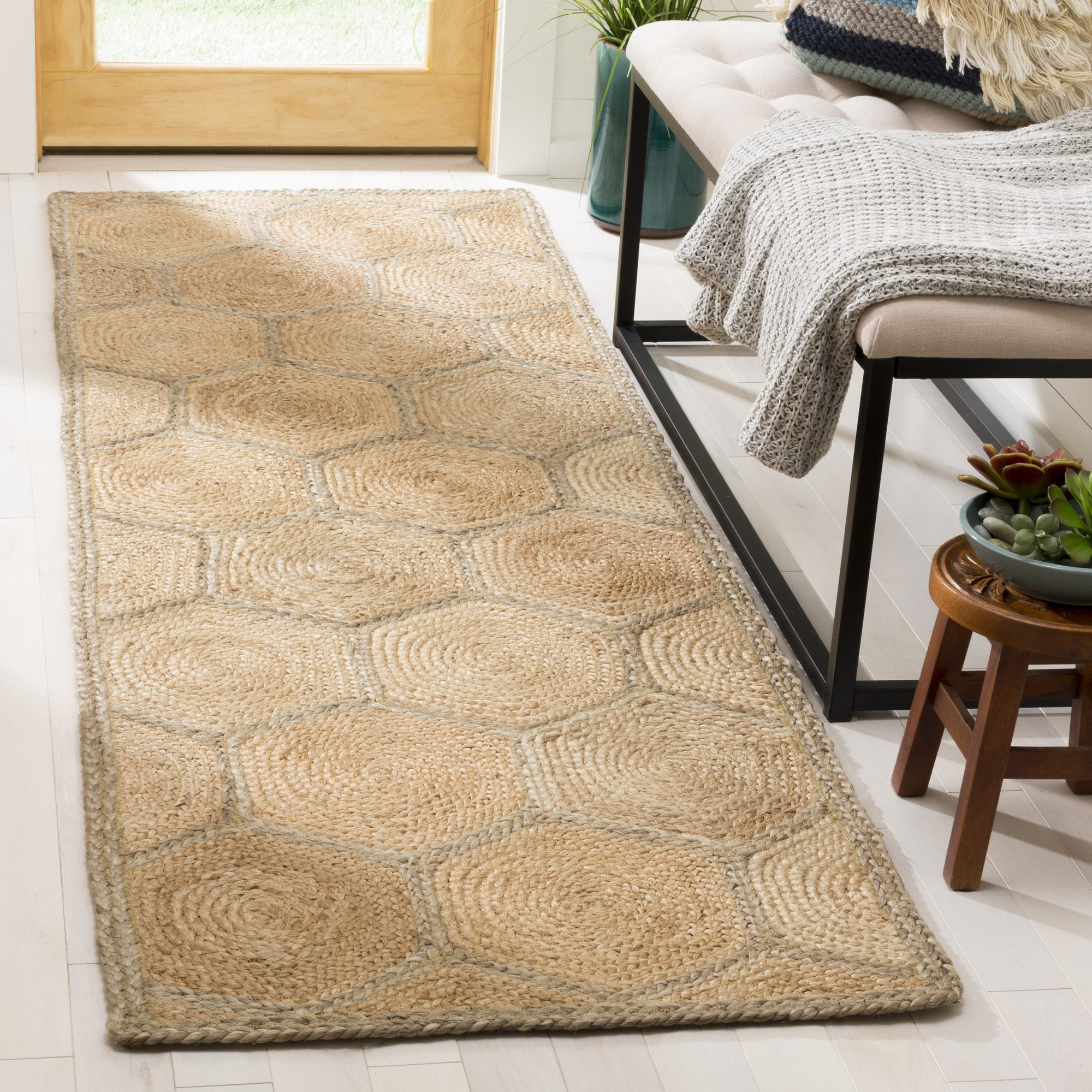 Latitude Run® Natural Fiber Hand Woven Jute And Cotton With Latex ...