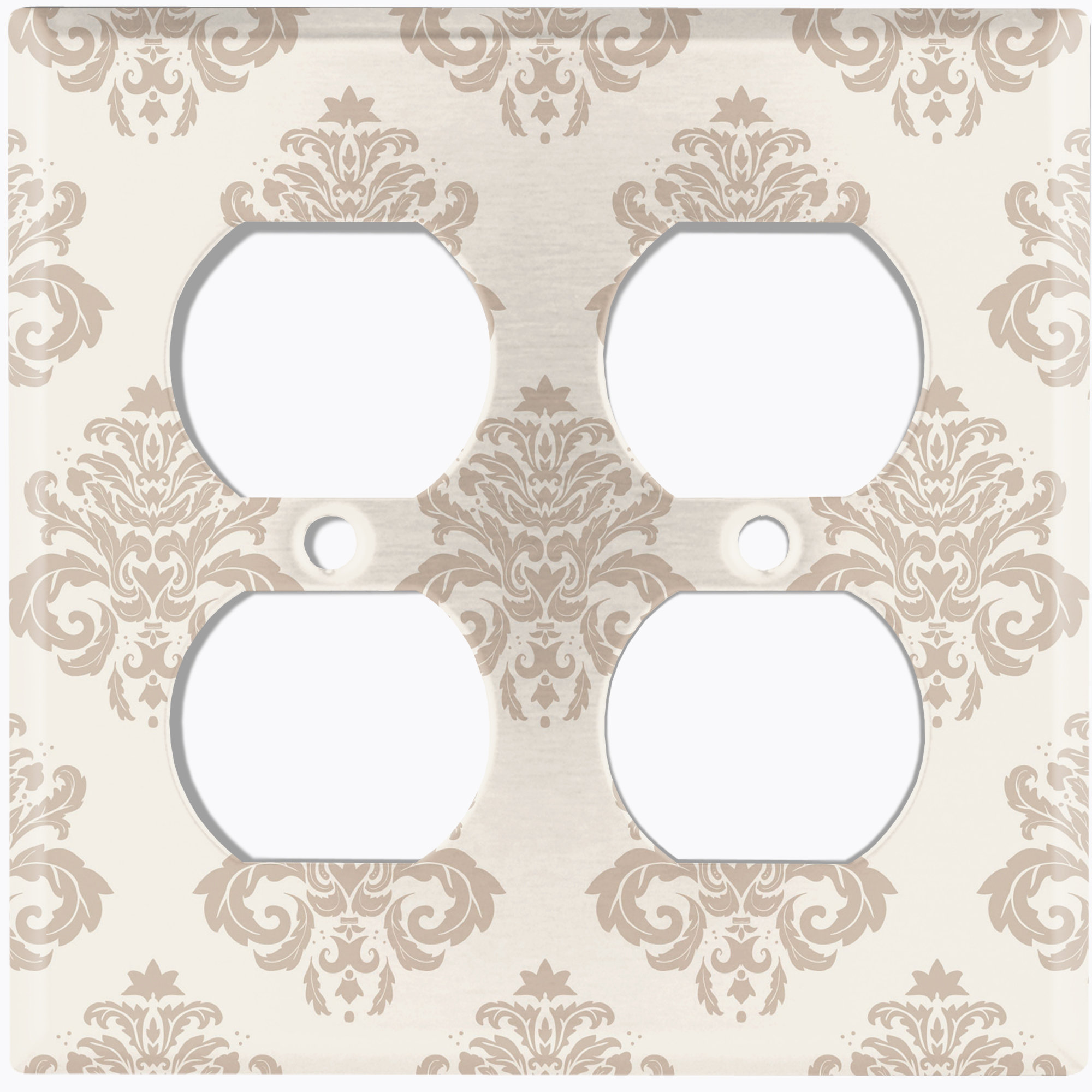WorldAcc Damask Tan 1 2-Gang Duplex Outlet Wall Plate | Wayfair