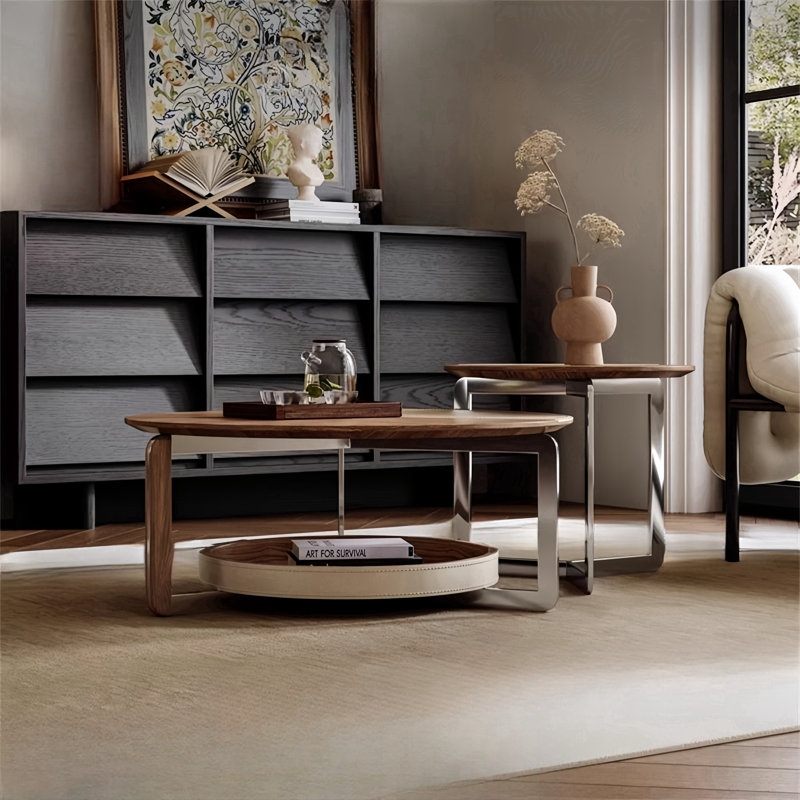 Brayden Studio® Round Combination Colorblock Coffee Table For Living ...