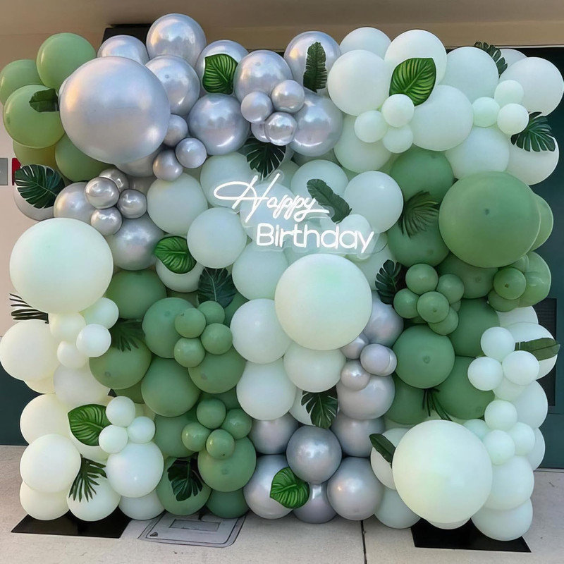 Latitude Run® Sage Green Gold Balloons, Light Green Gold Balloons Mint ...
